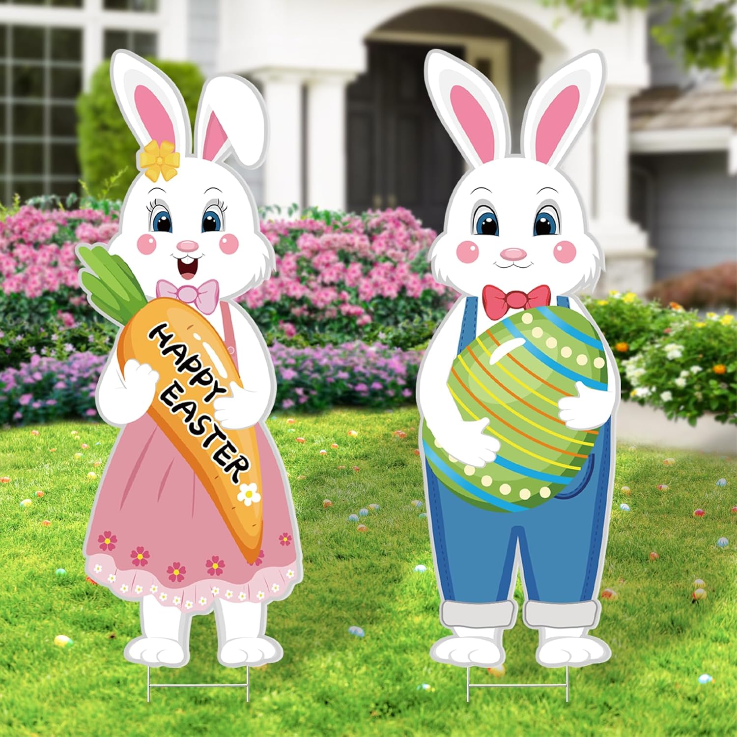 Amazon.com : TISTON Easter Decorations Outdoor, 32in Easter Bunny and ...