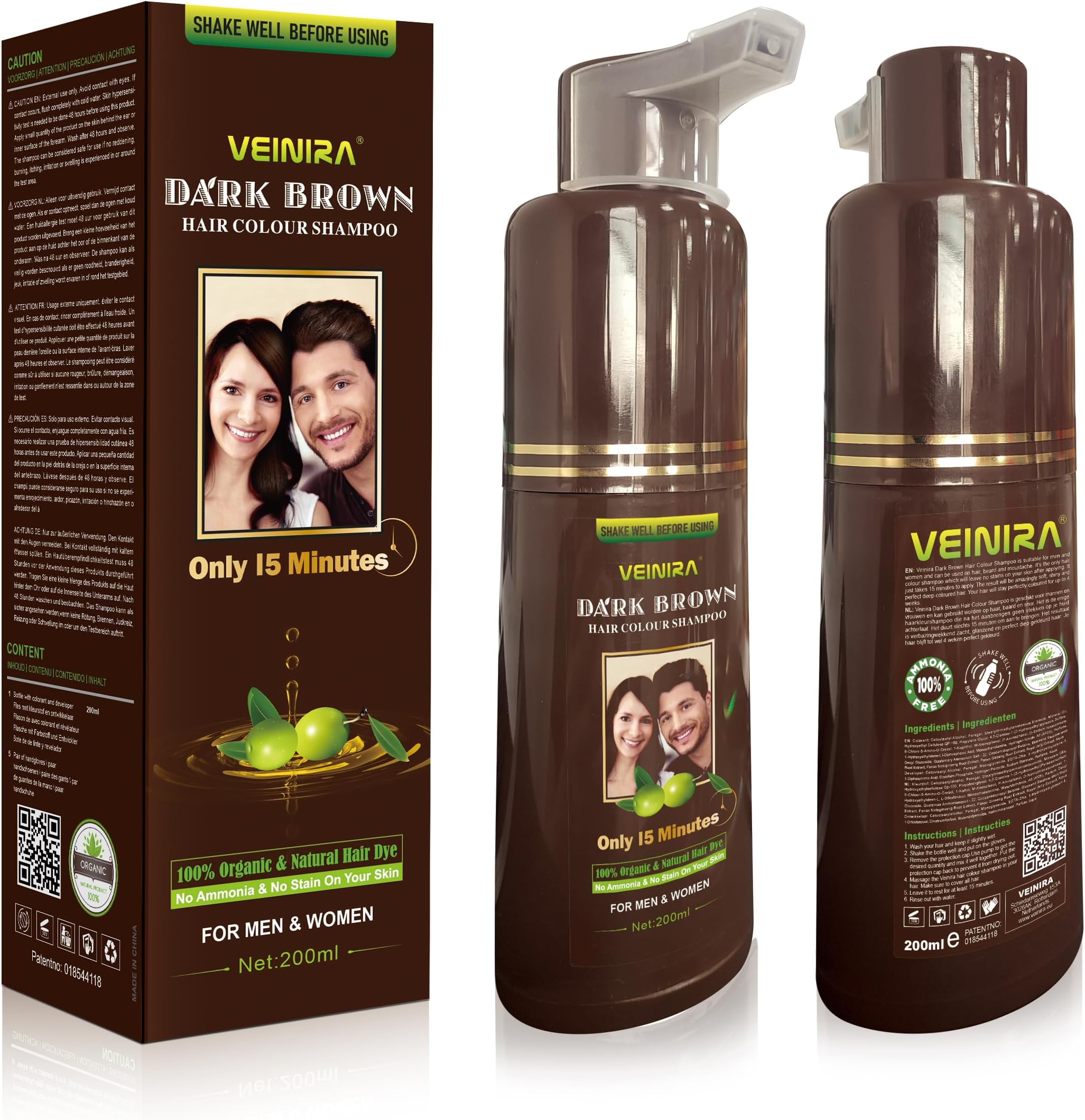 Amazon.com : VEINIRA: Herbal Quick Hair Colour Shampoo, Instant Dye for ...