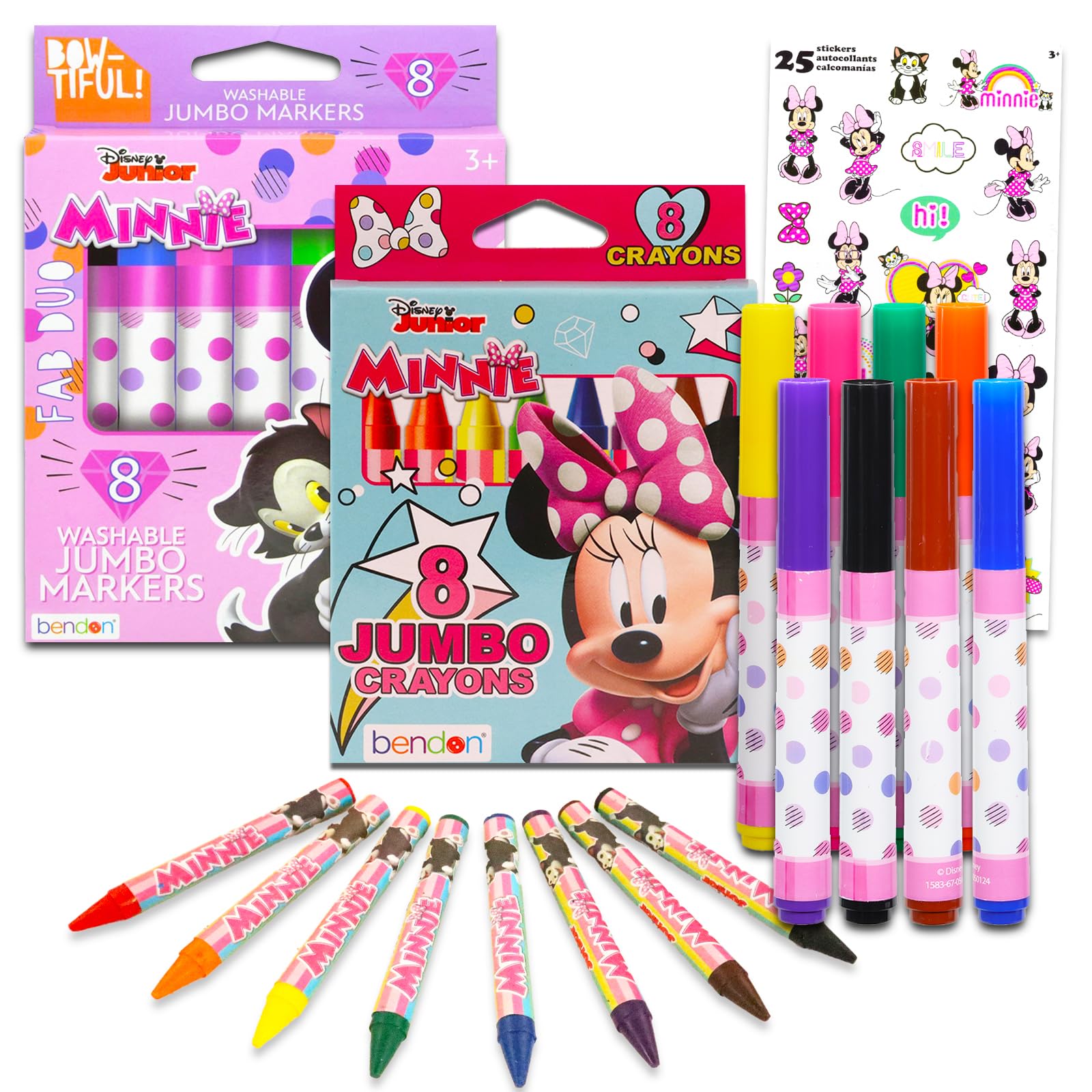 Amazon.com: Minnie Mouse Coloring Set - Bundle with 8 Jumbo Markers and ...
