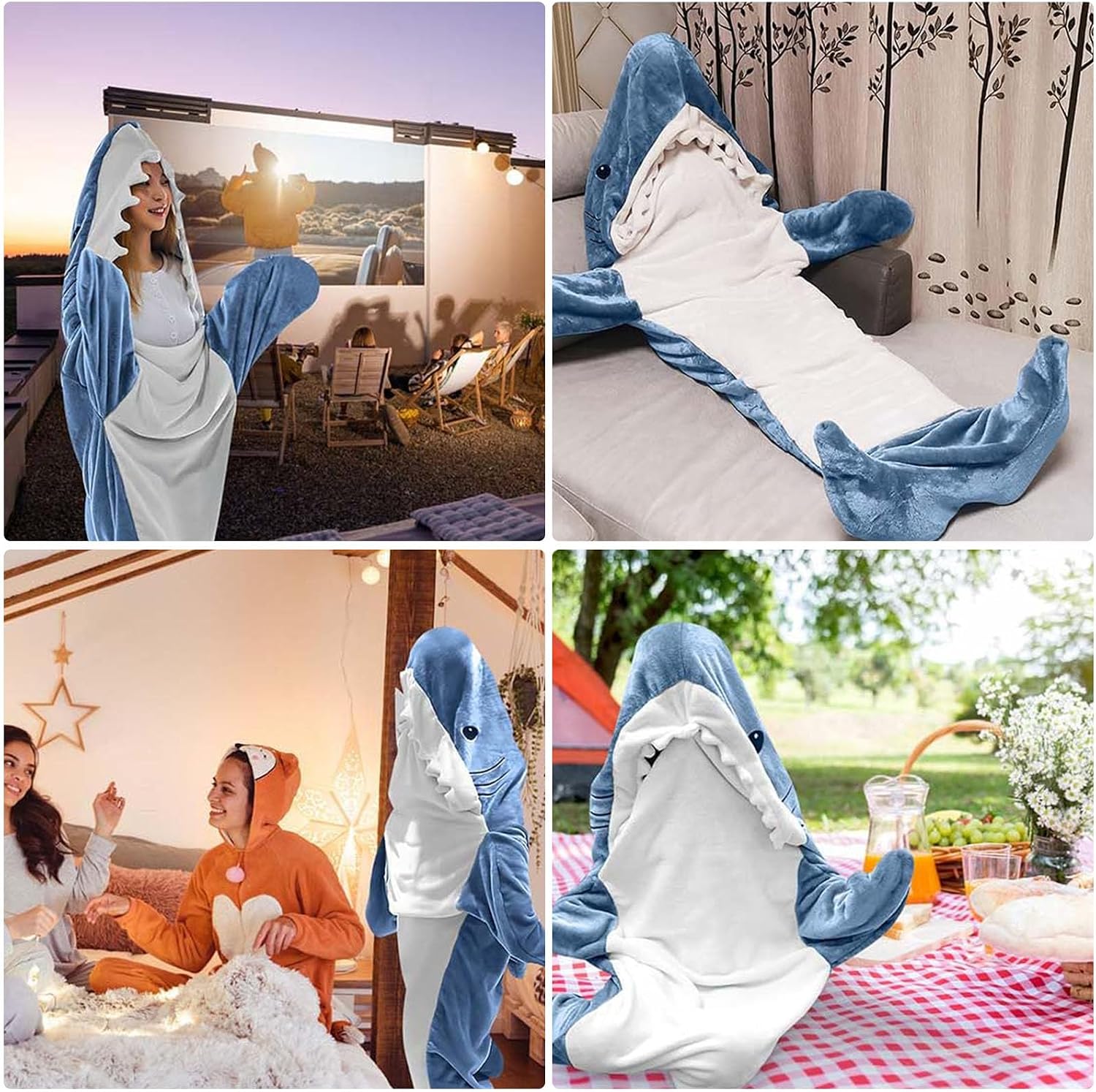 Nenkarn Manta de tiburón para adulto, manta de tiburón portátil, saco ...