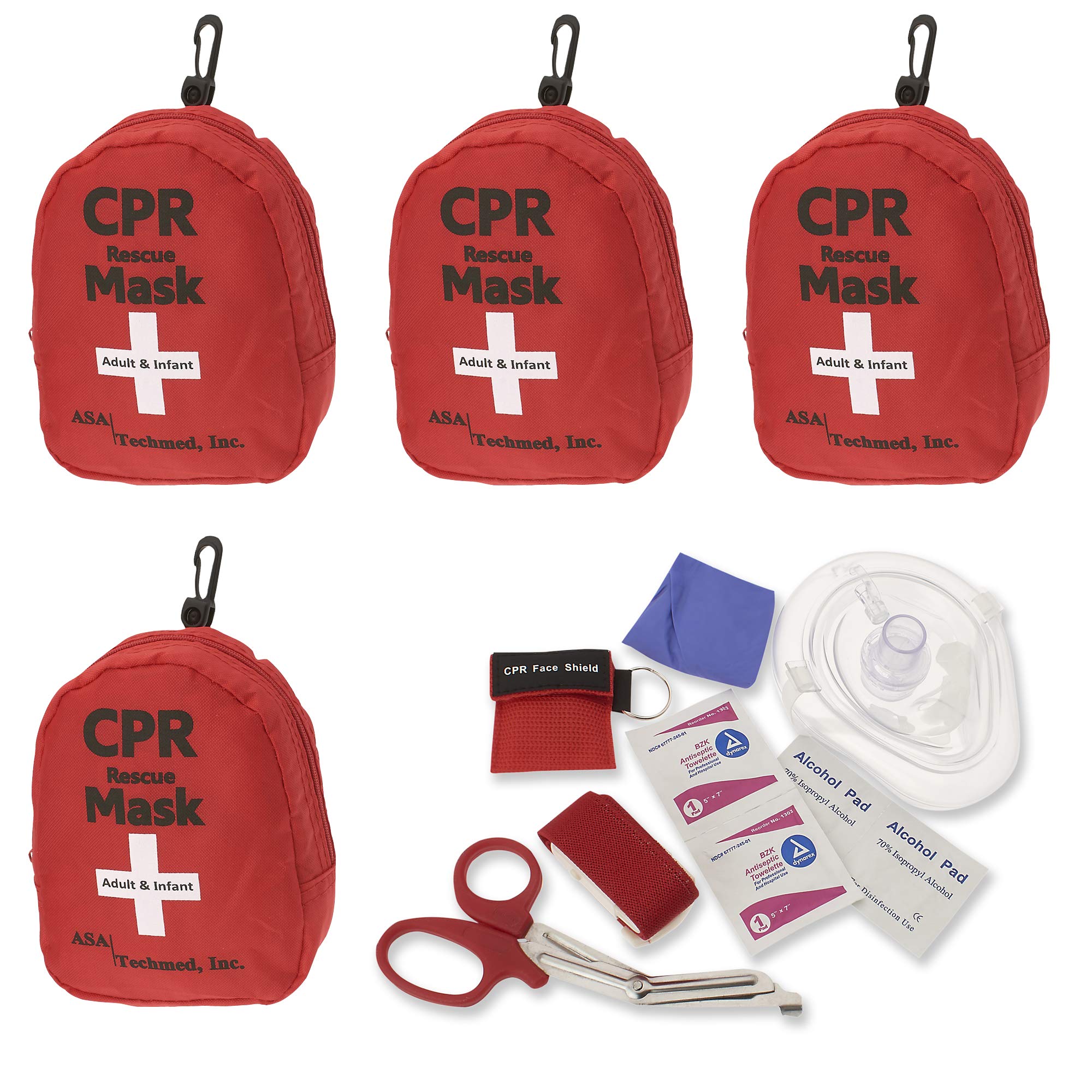 Amazon.com: ASA TECHMED 4 Pack Emergency CPR Rescue Mask, Pocket ...