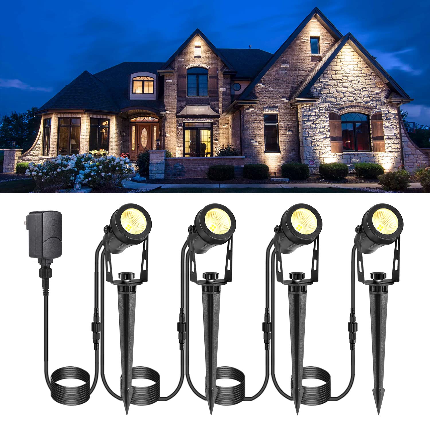 ECOWHO Outdoor Landscape Lighting, 12V LED Low Voltage Landscape Lights ...
