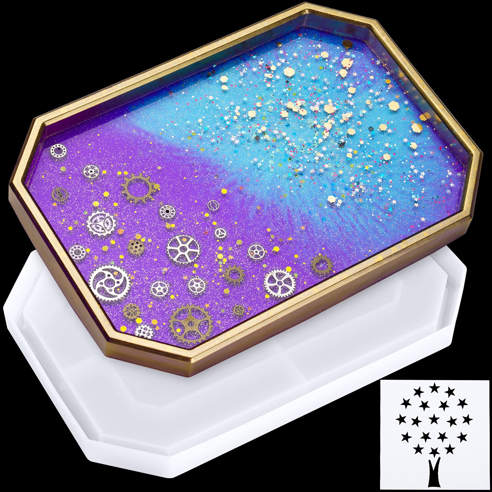 Amazon.com: NiArt Large Octagon Shape Serving Tray Epoxy Resin DIY ...