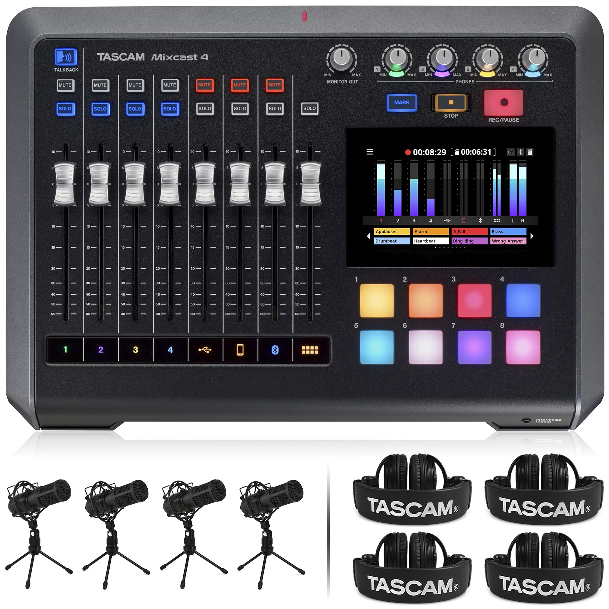 Amazon.com: TASCAM Mixcast 4 Four-Person Podcast Kit with Mic and ...