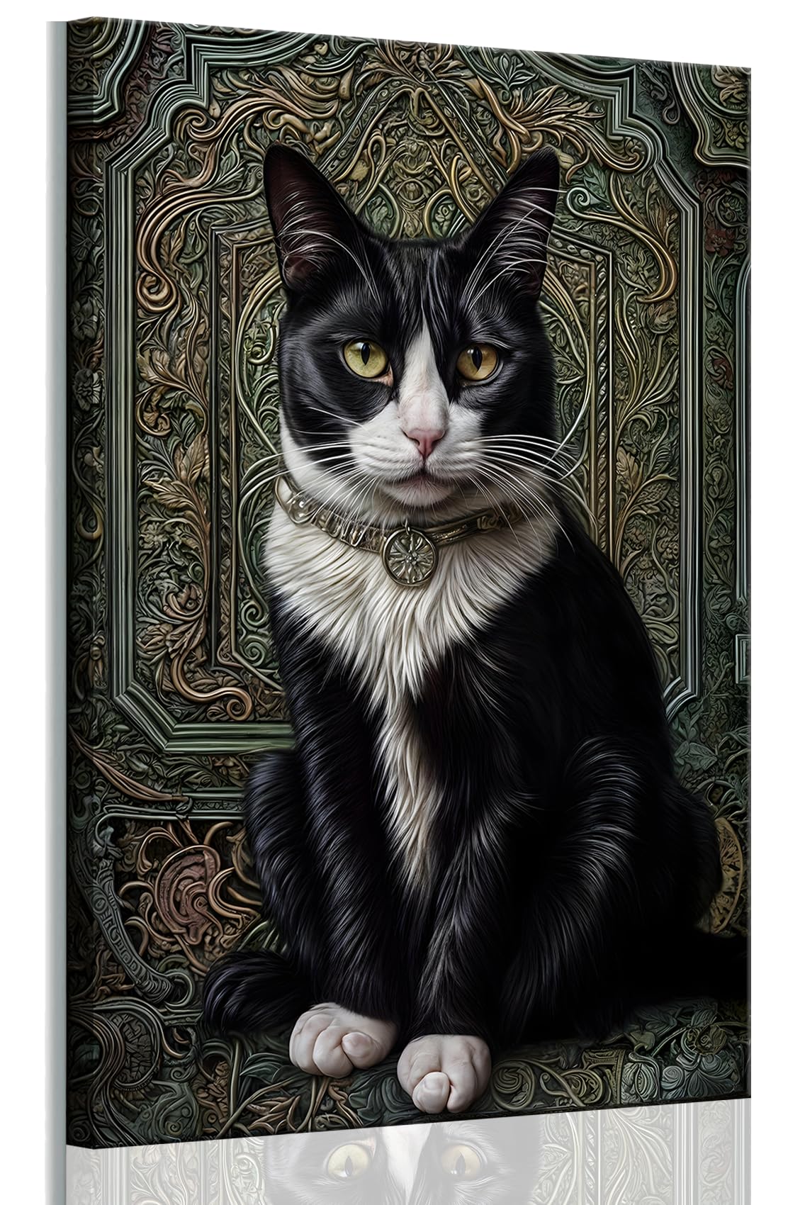 Amazon.com: Framed William Morris Black Cat Canvas Wall Art Retro Cats ...