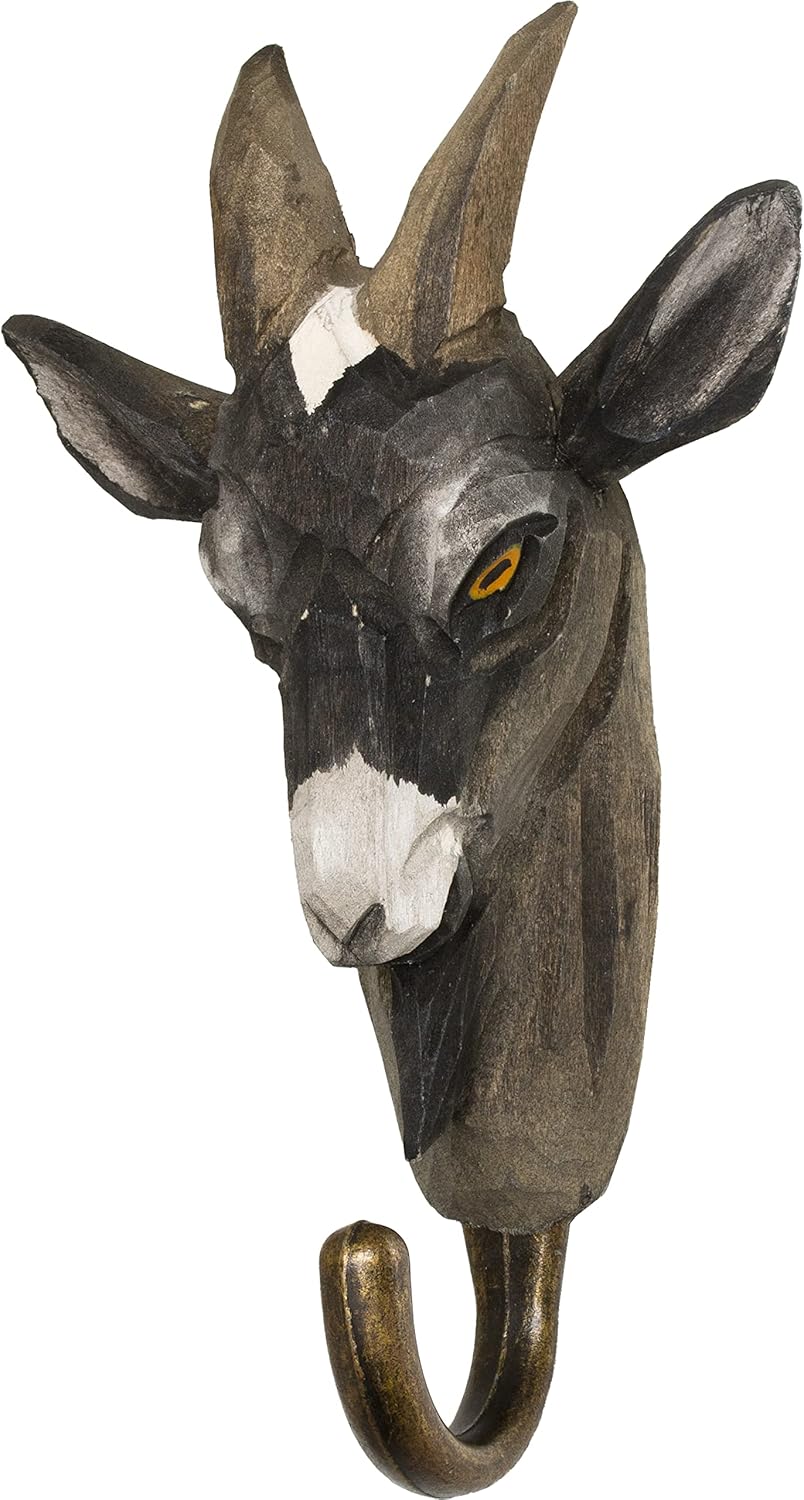 Amazon.com: WILDLIFEGARDEN Hand-Carved Goat Hook, Sturdy Wood Wall Hook ...
