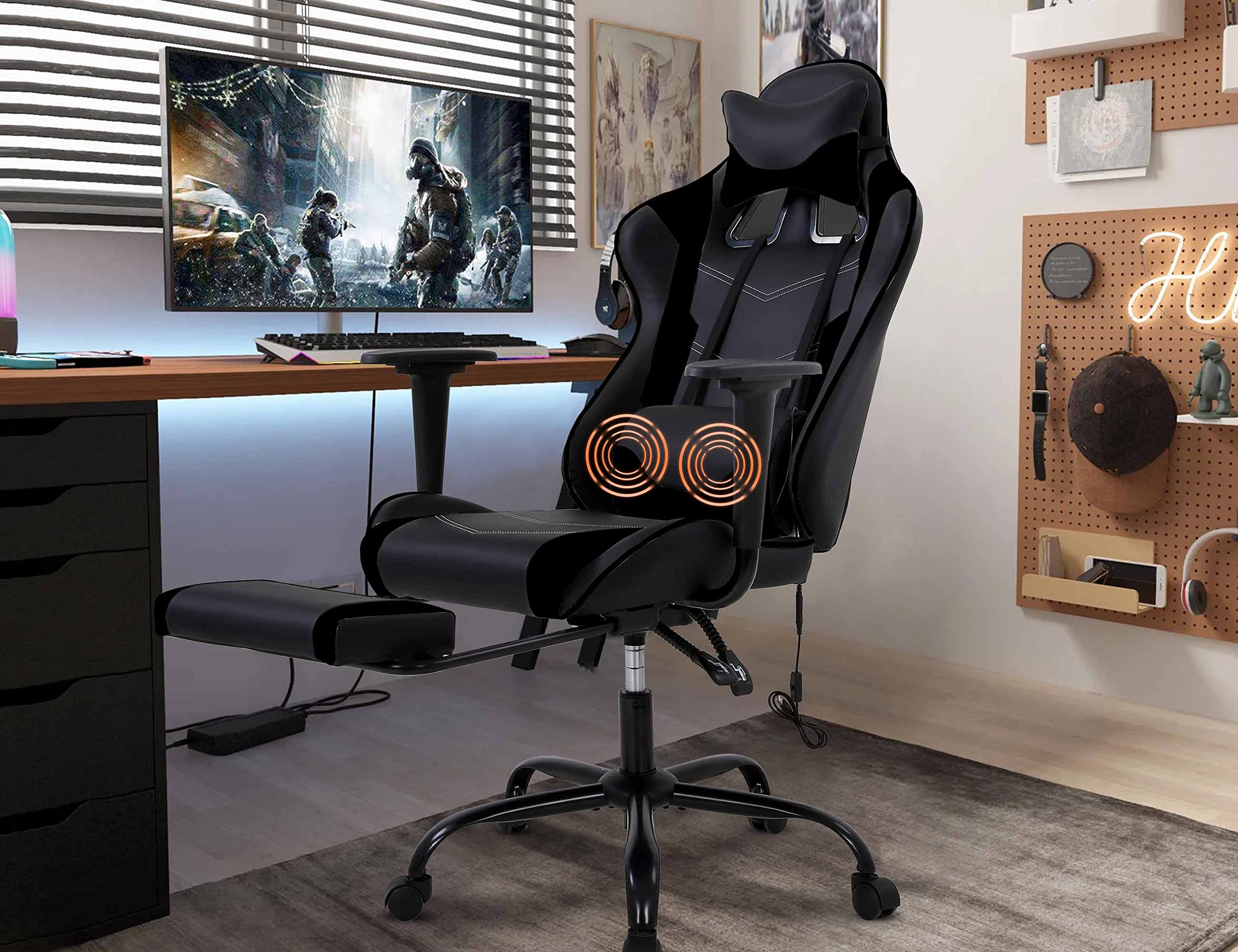Amazon.com: Gaming Chair, Height Adjustable Swivel Rolling Chair with ...