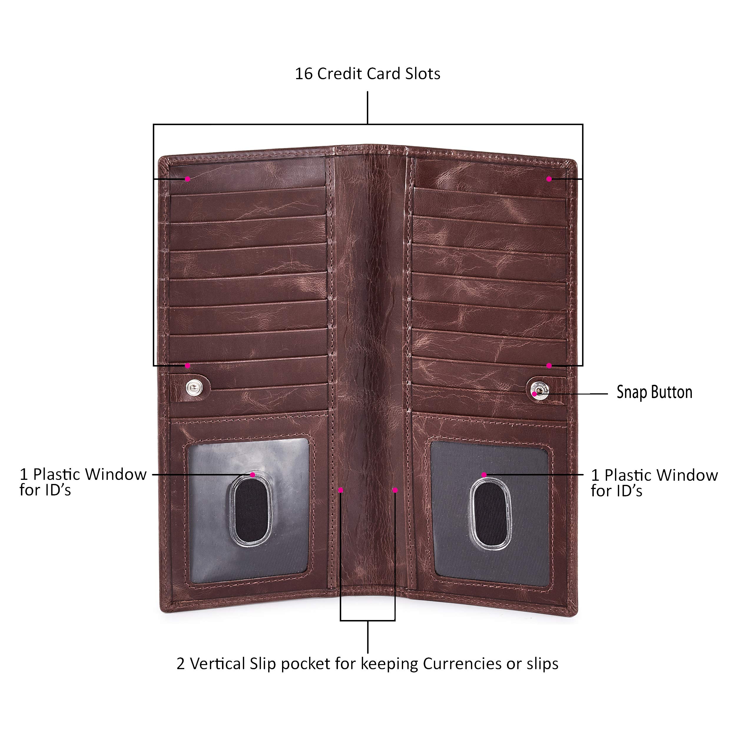 Snapklik.com : Long Wallet For Men Women Real Leather Bifold RFID ...