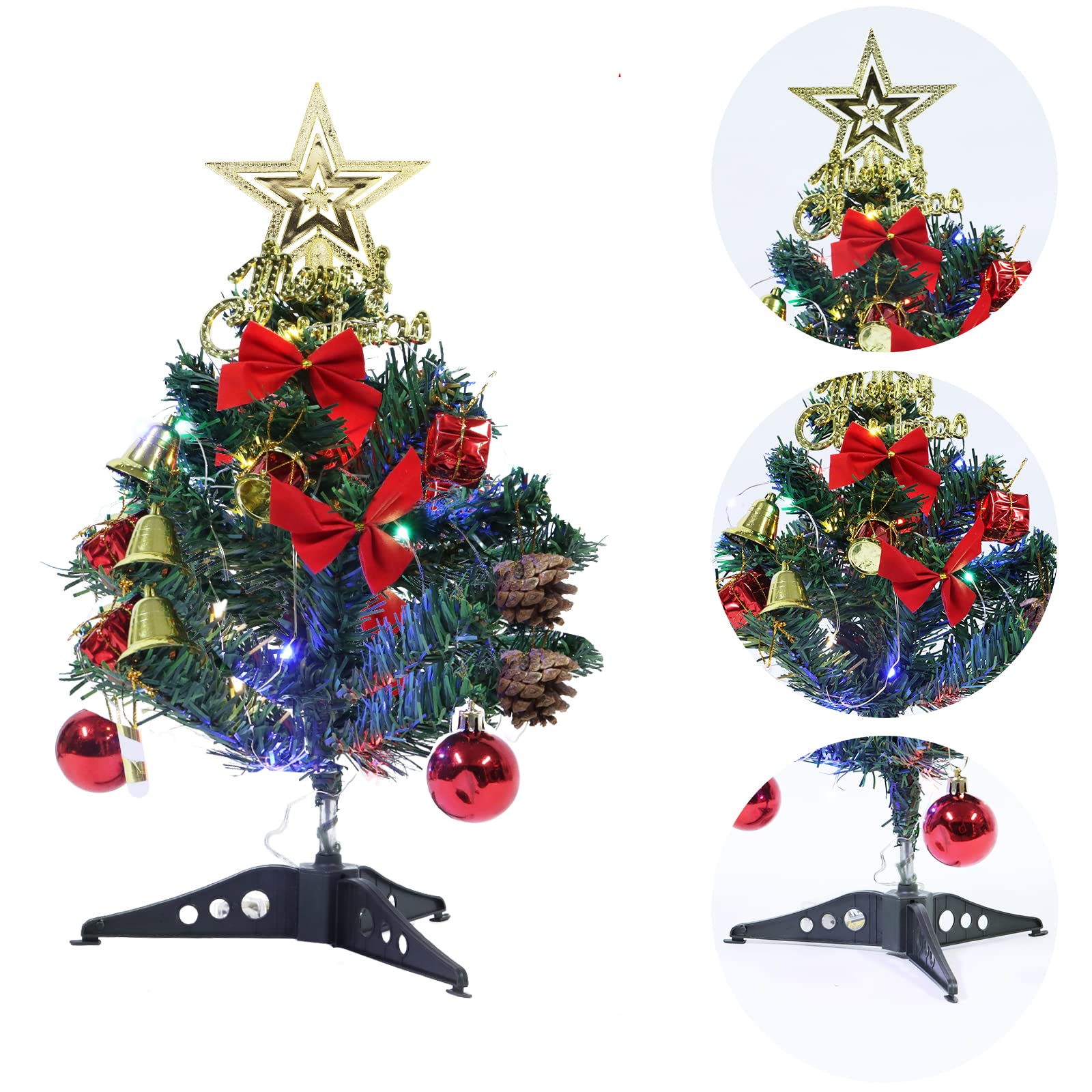 Tabletop Christmas Tree with LED Lights,30cm Mini Artificial Tabletop ...