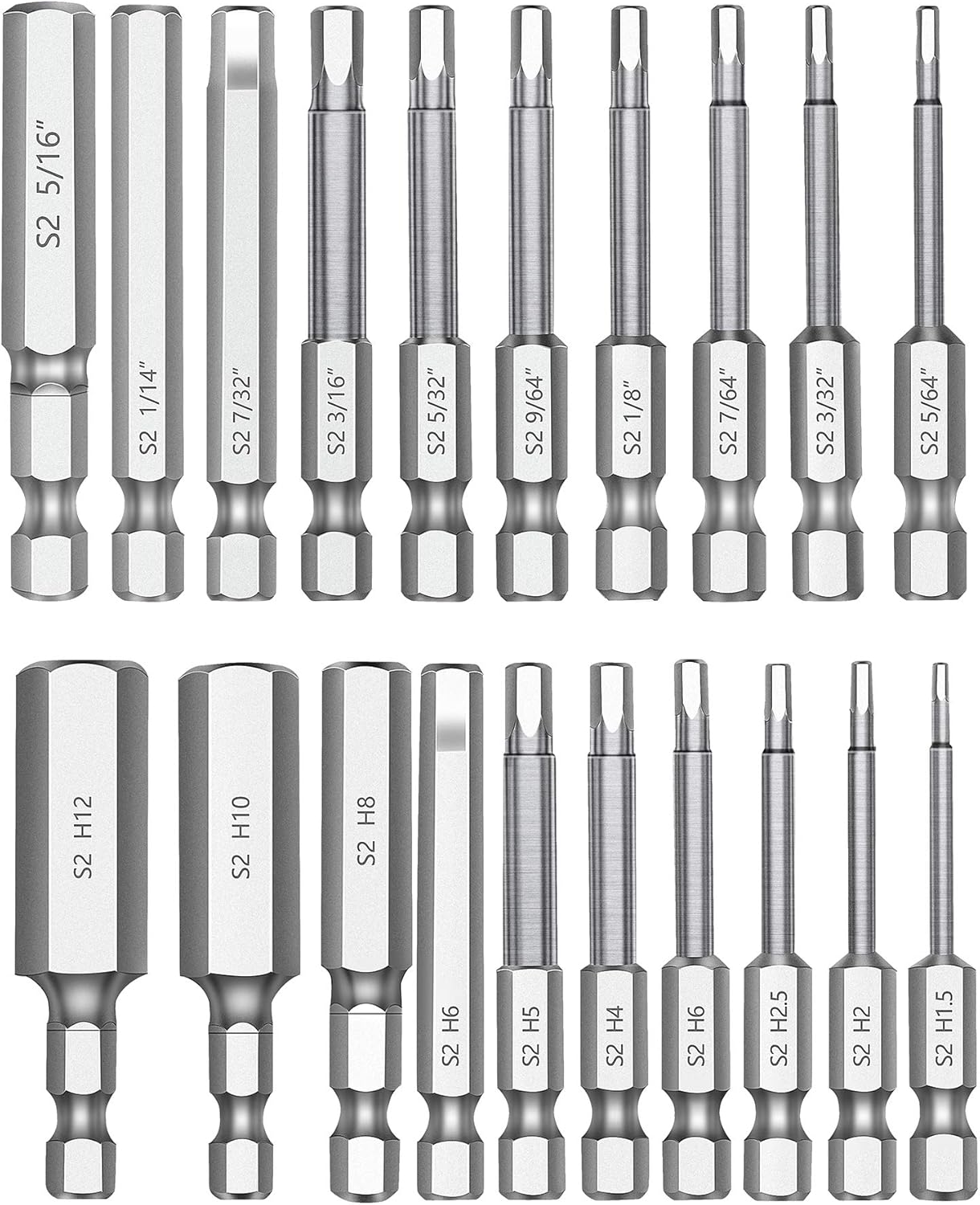 MulWark Magnetic Hex Head Allen Key Bit Set 20PC (10pc Metric & 10pc ...