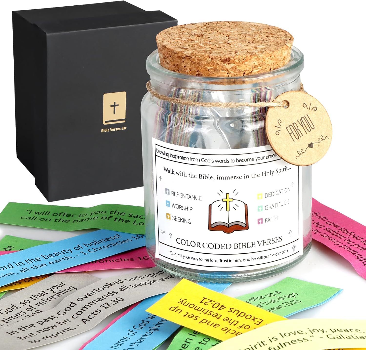 Amazon.com: LeeJ Bible Verse in a Jar - Faith Glass Prayer Jar With ...