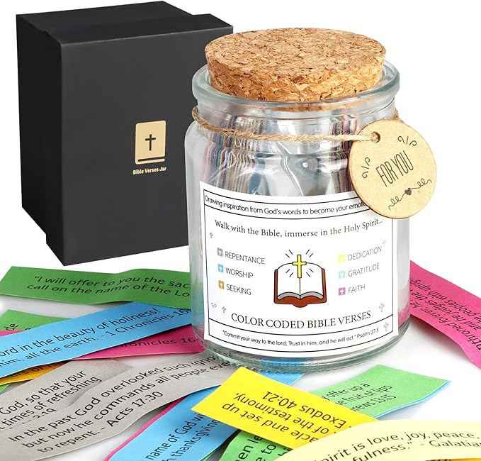 Amazon.com: LeeJ Bible Verse in a Jar - Faith Glass Prayer Jar With ...