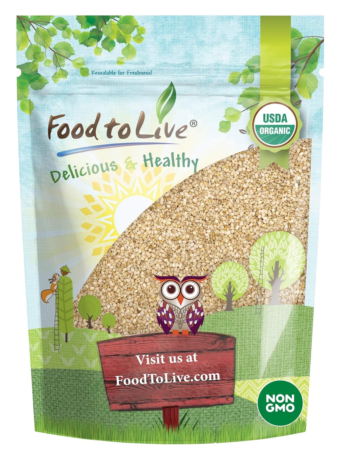 Amazon.com: Food to Live Organic Unhulled Sesame Seeds, 1 Pound — Non ...