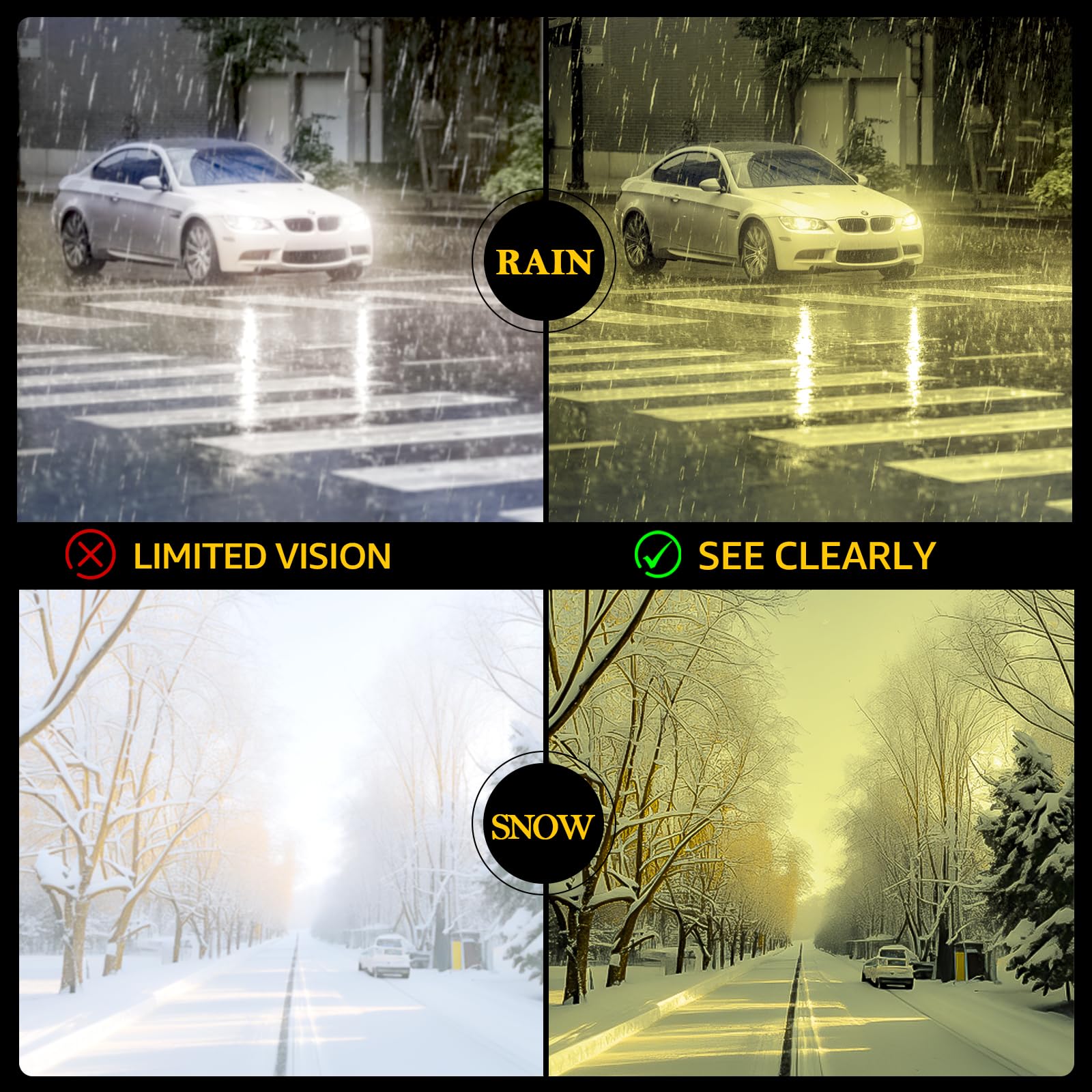 Snapklik.com : Womens Night Vision Glasses, Polarized Yellow Lens For ...