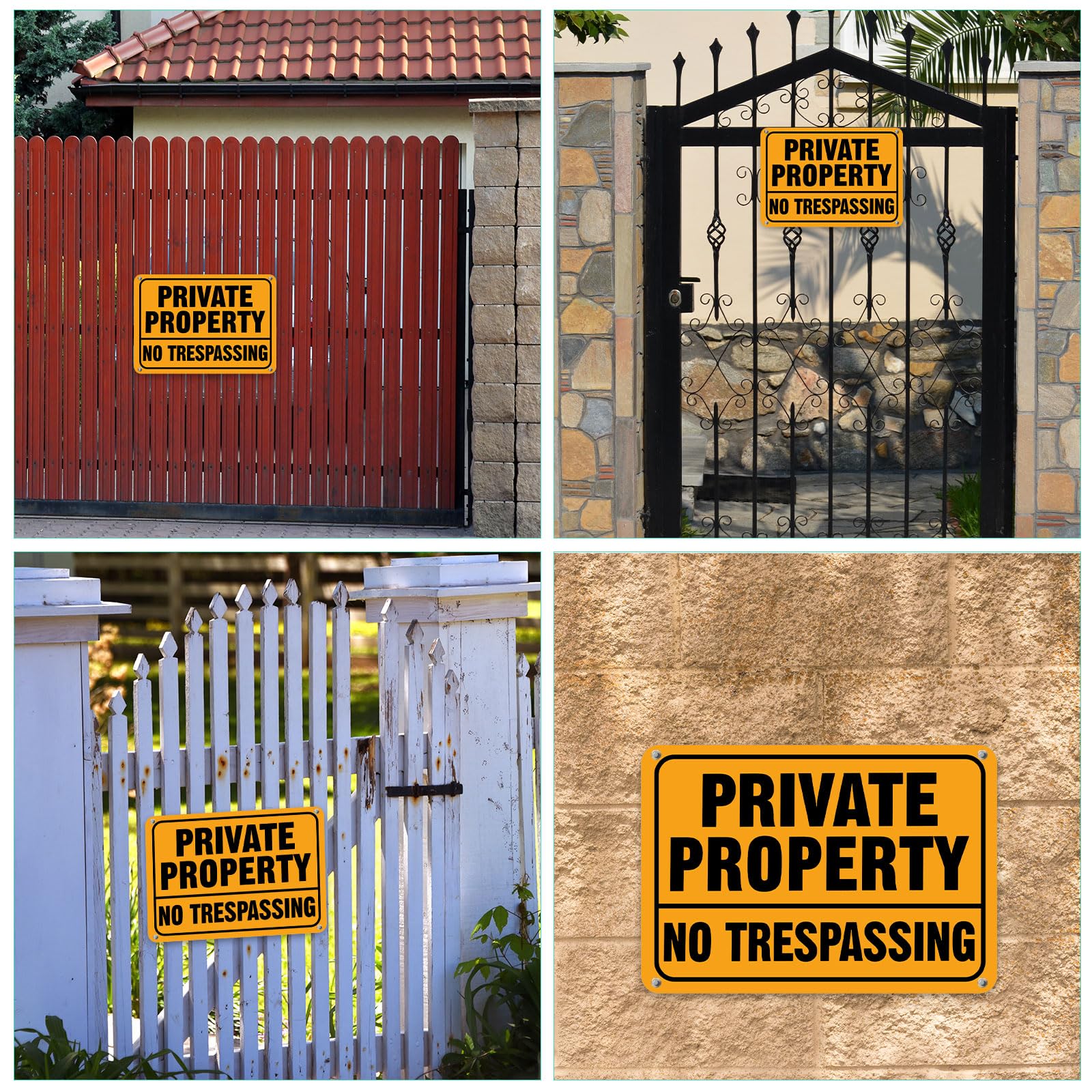 Snapklik.com : Yaocom 4 Pcs No Trespassing Signs Private Property Metal ...