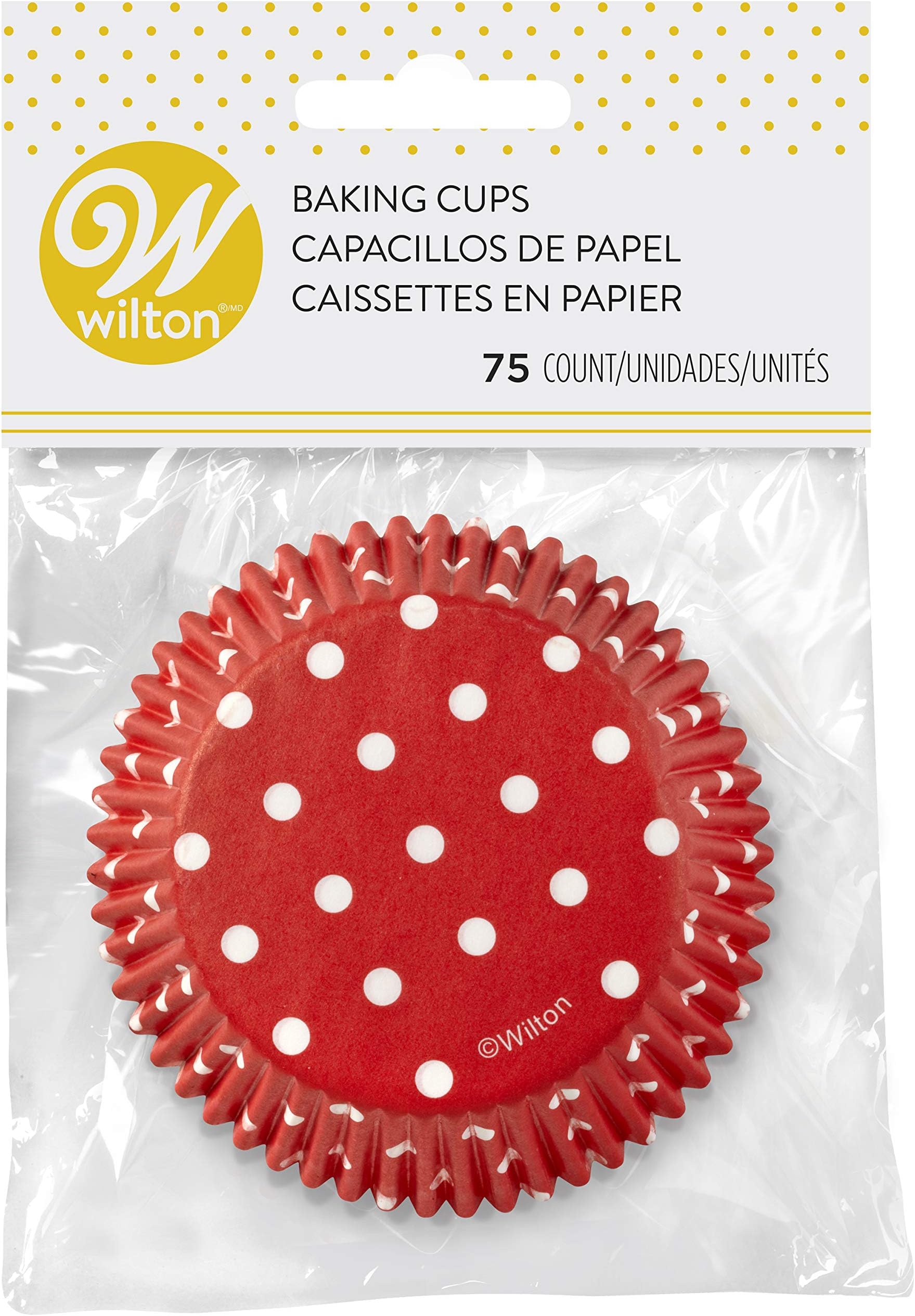 Amazon.com: Wilton Baking Cups Standard Dots Red 75 Piece: Disposable ...