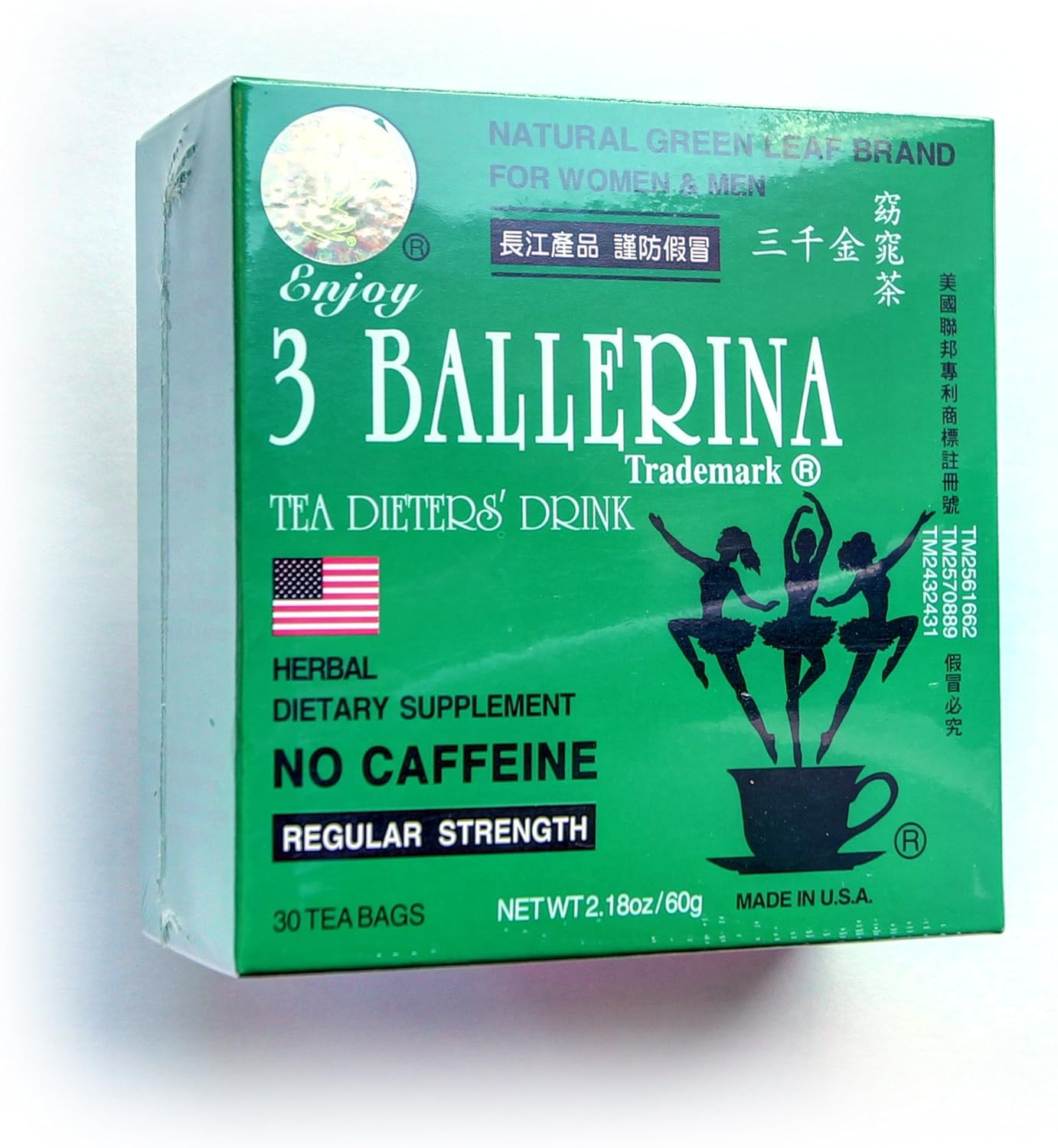 3 Ballerina Tea Regular Strength Dieters Drink Value Pack - 60 Tea Bags ...