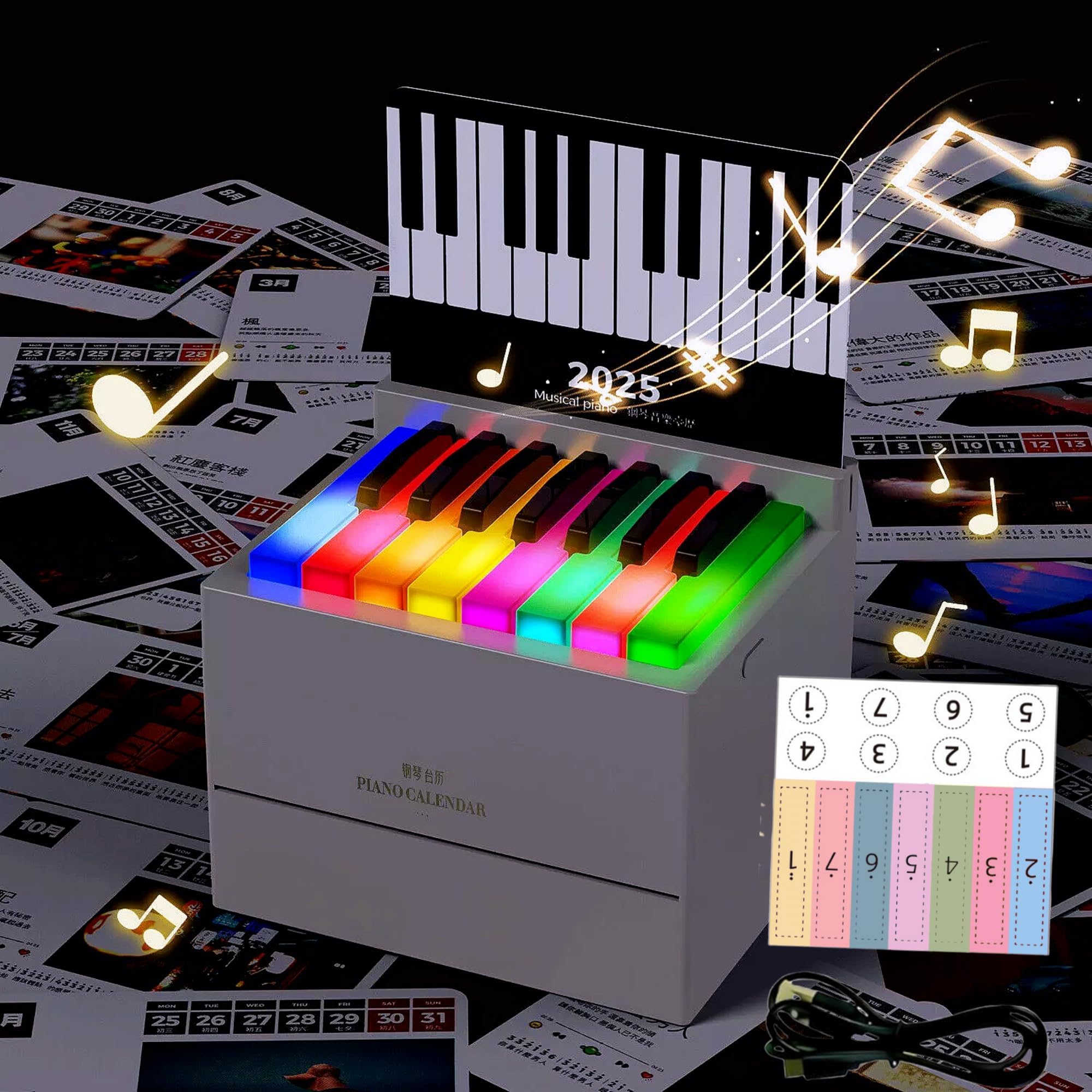 Amazon.com : Playable Piano Calendar 2025 Desk Calendar, White Mini ...