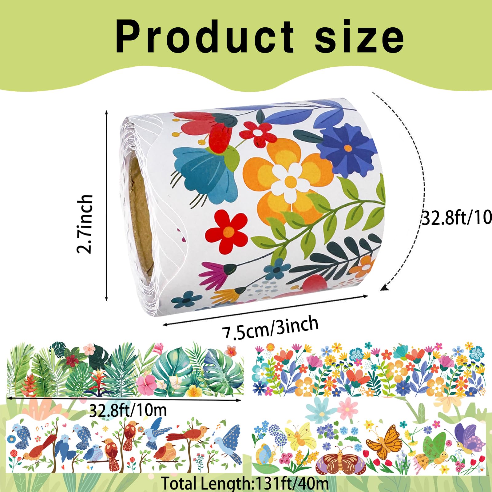 Snapklik.com : 4 Rolls 131 Ft Spring Bulletin Board BordersColorful ...