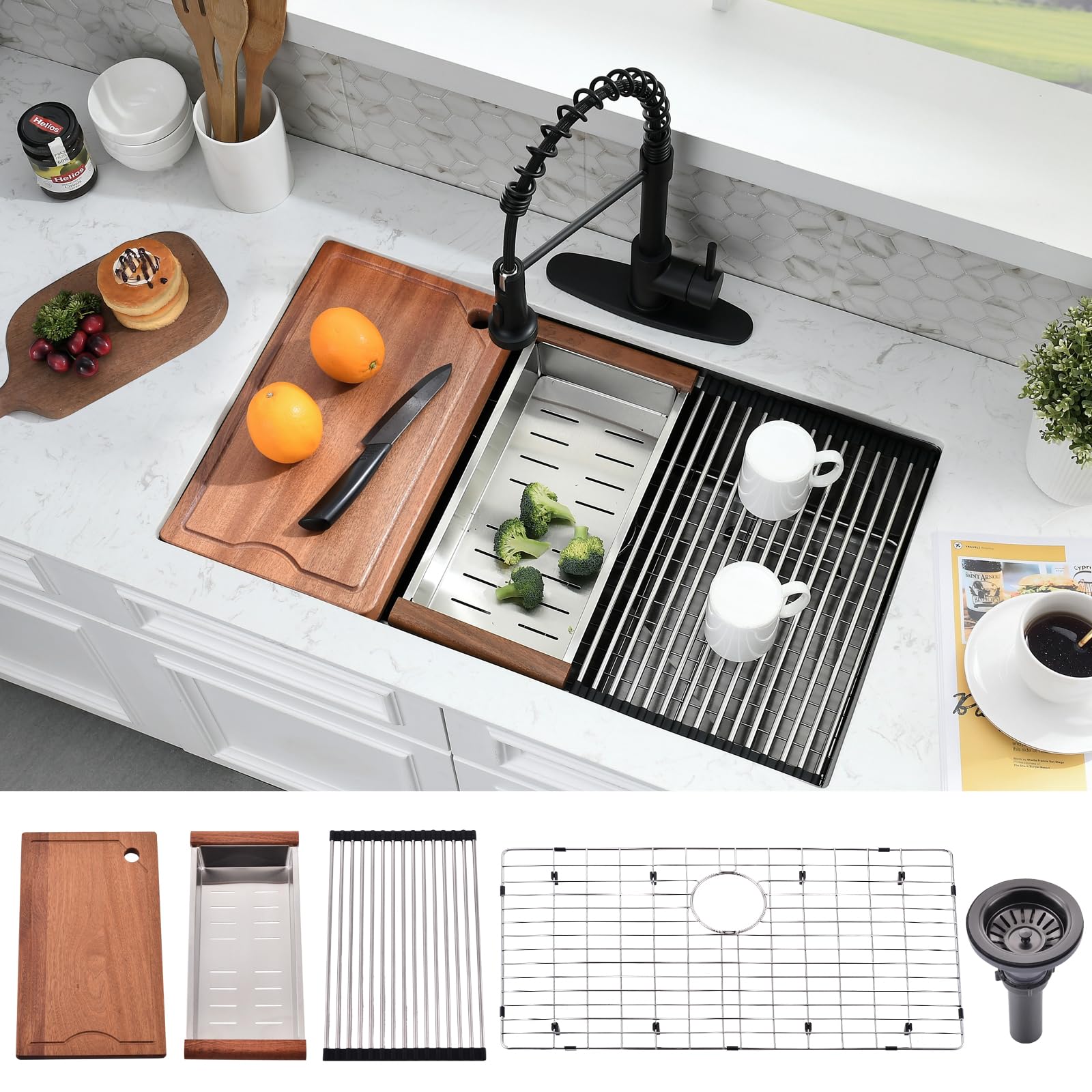 28 Inch Undermount Kitchen Sink Black Workstation -SOMRXO 28×18 ...