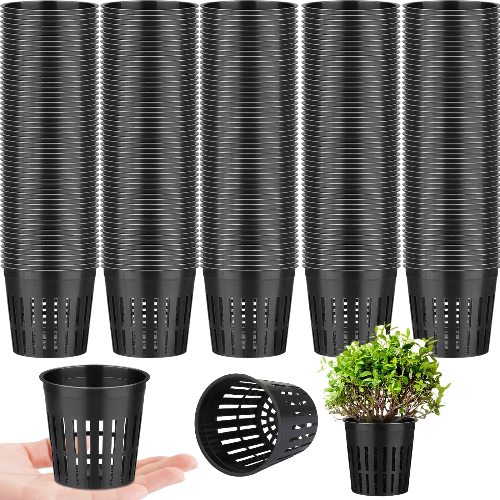 Amazon.com: 500-Pack 2 Inch Hydroponics Net Pots - Slotted Mesh Net ...