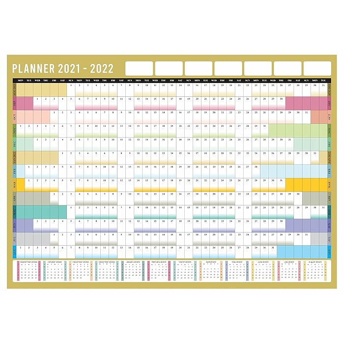 Buy 2021 2022 Wall Planner A1 Size Year Calendar Organiser Multicolour ...