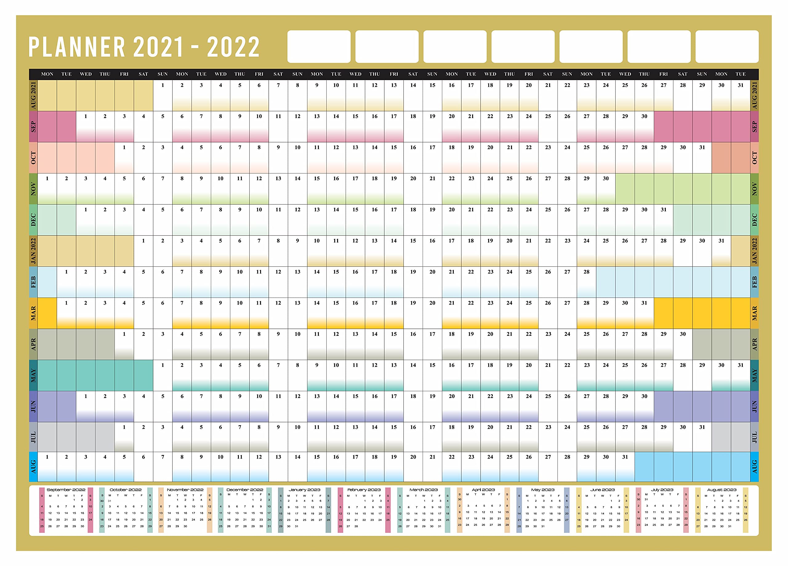 Buy 2021 2022 Wall Planner A1 Size Year Calendar Organiser Multicolour ...