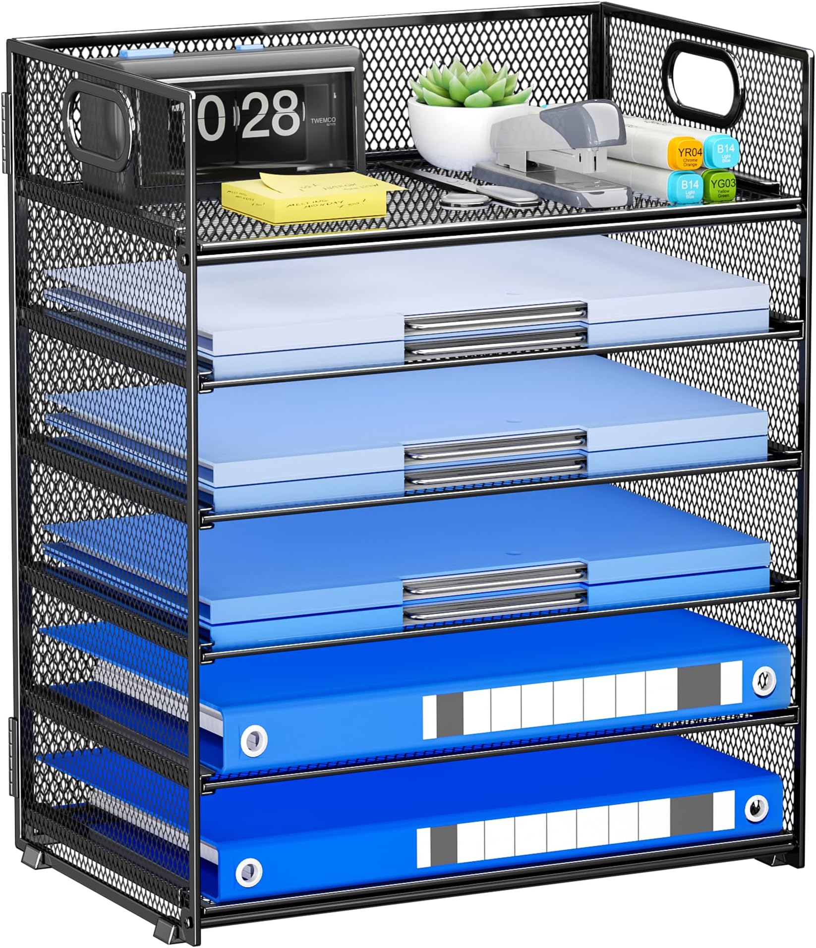 Amazon.com : Lavatino 5 Tray Desk File Organizer, Mesh Paper Sorter ...