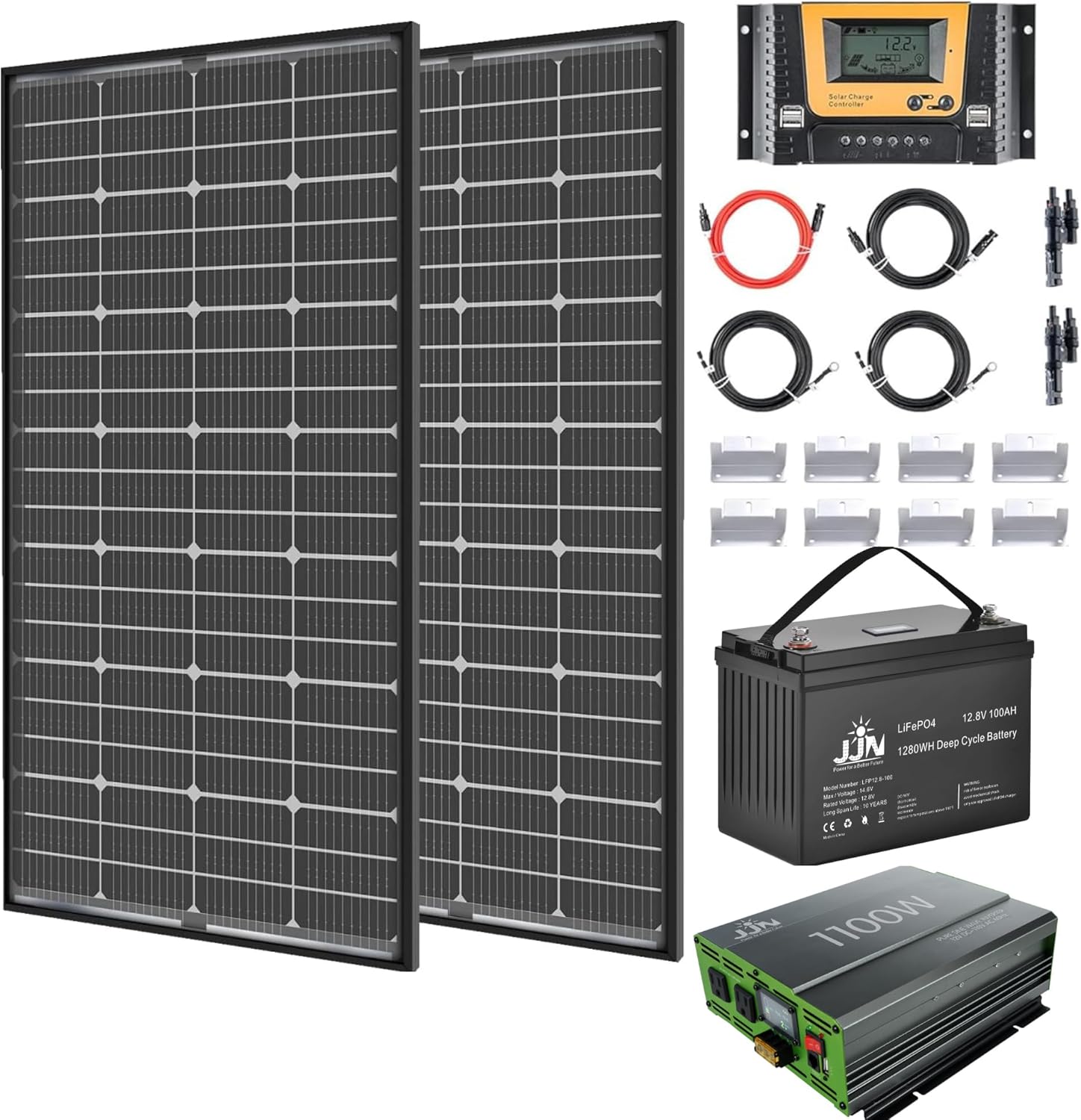 Amazon.com : JJN 400 Watt Solar Panel Kit Bifacial 12V/24V 10BB ...