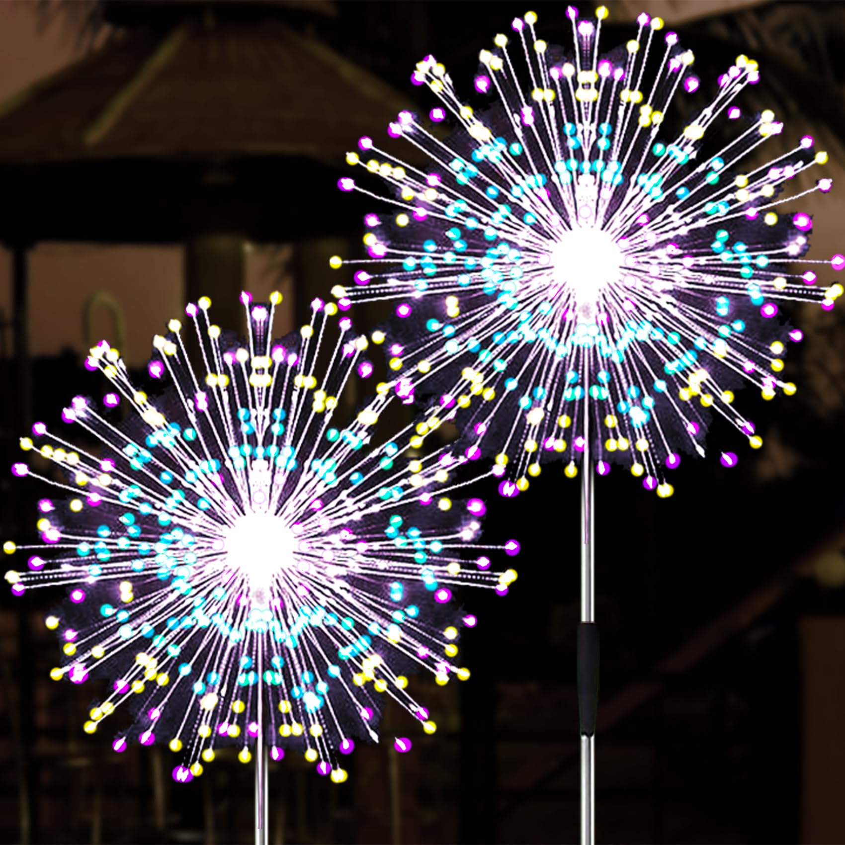 JJGoo 2 Pack Solar Garden Firework Lights, 150 LEDs Waterproof ...