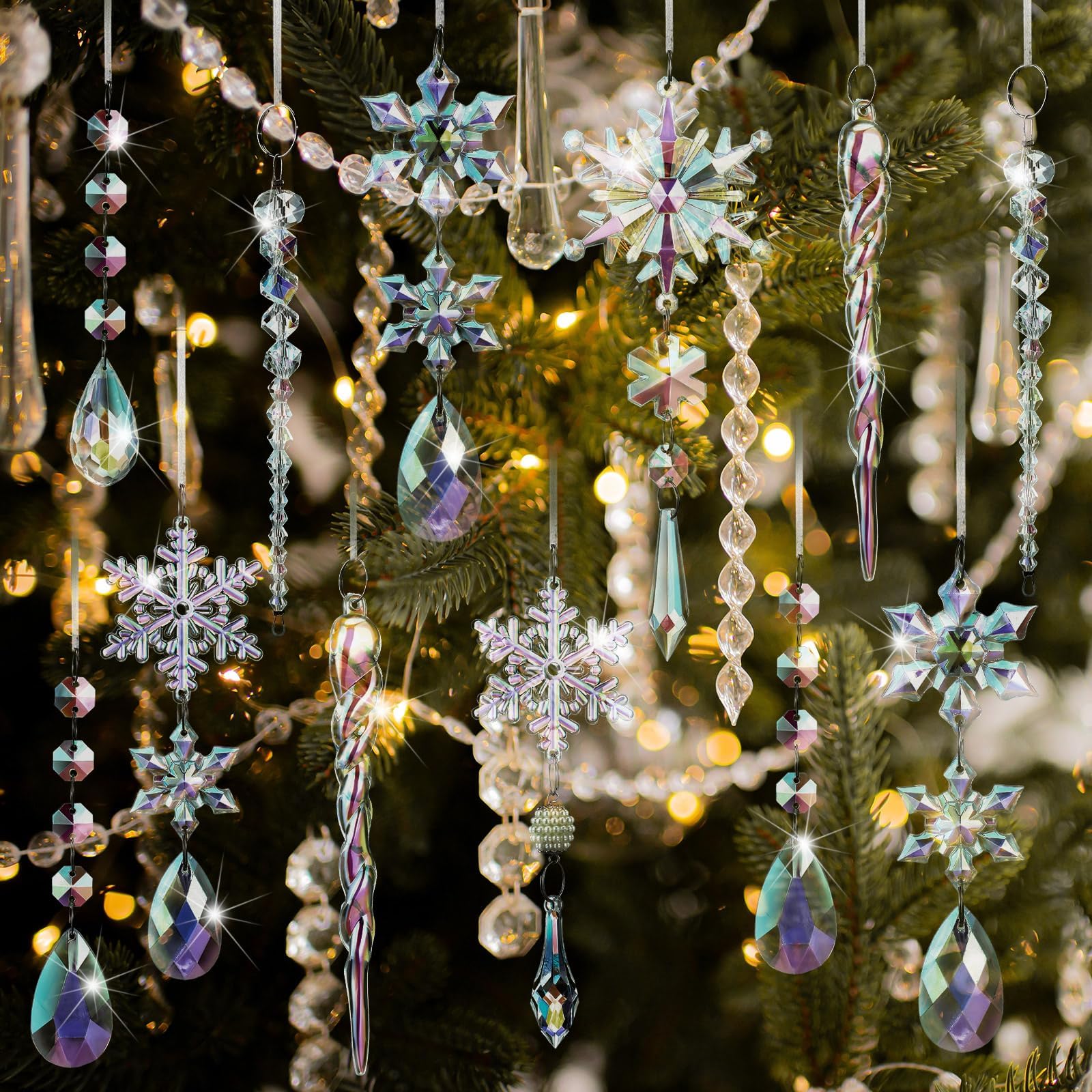 Amazon.com: Gerrii 6 Pcs Crystal Acrylic Snowflakes Ornaments Christmas ...