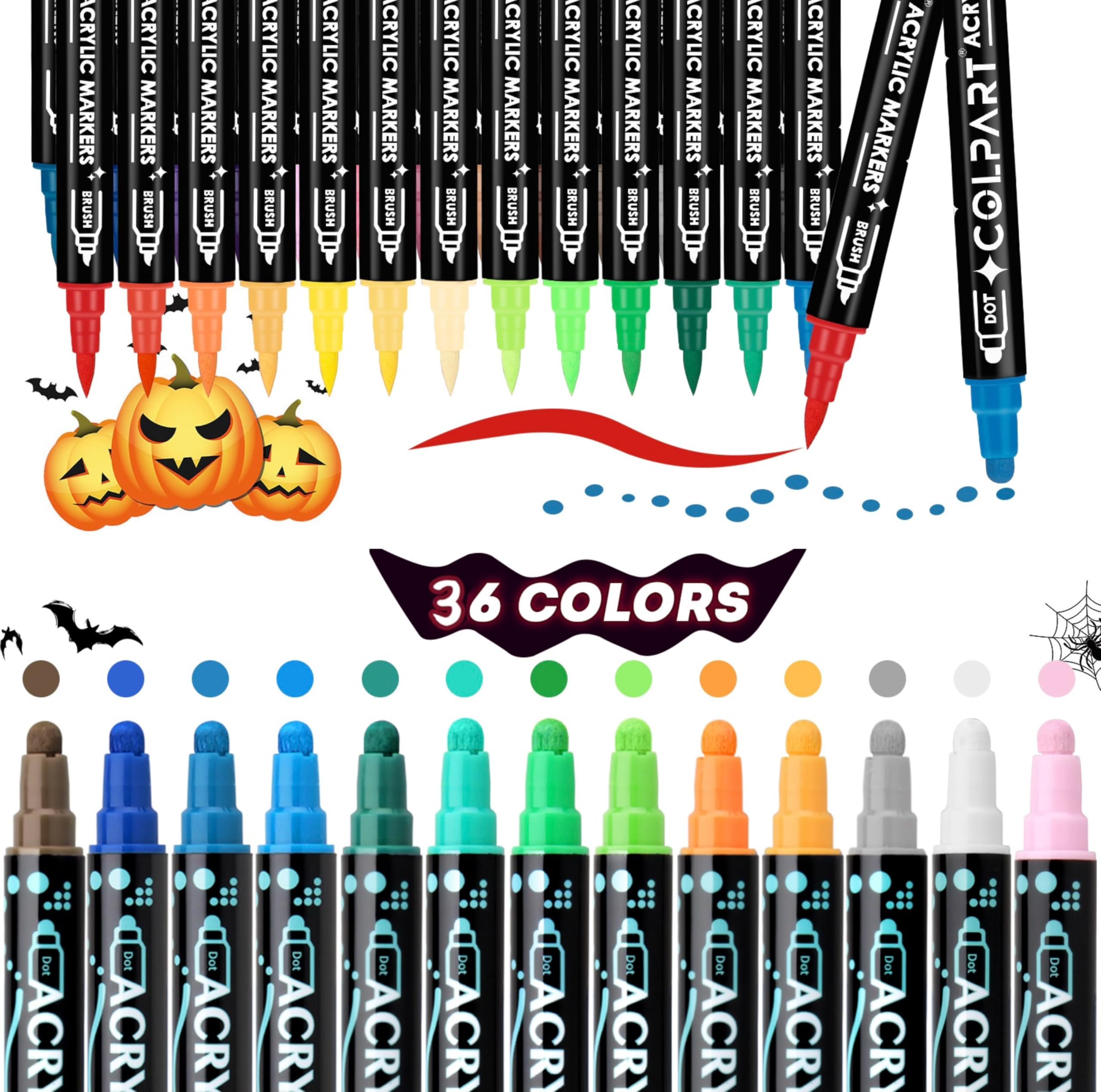 colpart Acrylic Paint Pens Paint Markers - 36 Colors Acrylic Pens ...