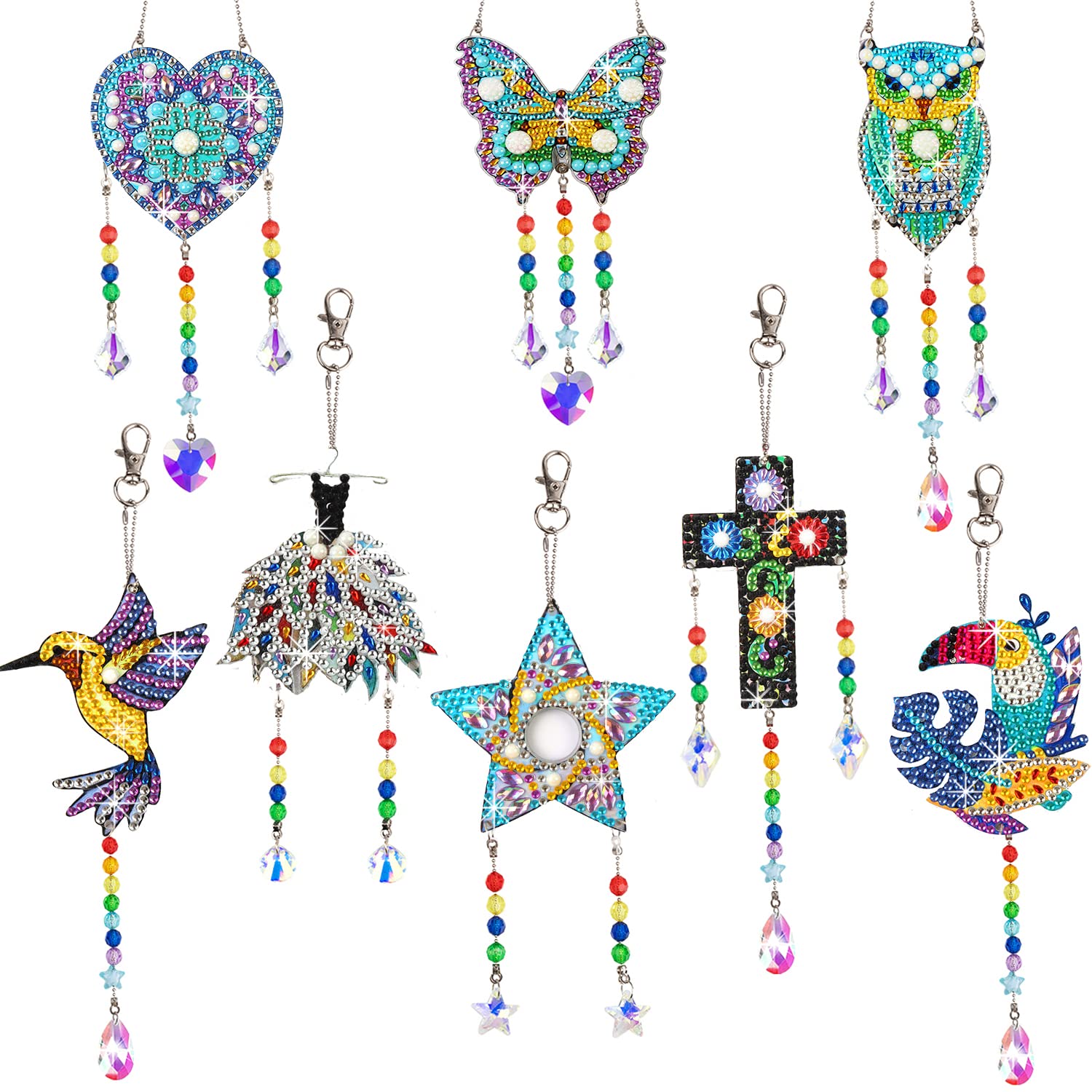 Amazon.com: LazyFold 8 Pcs Diamond Painting Suncatcher,Owl 5D Diamond ...