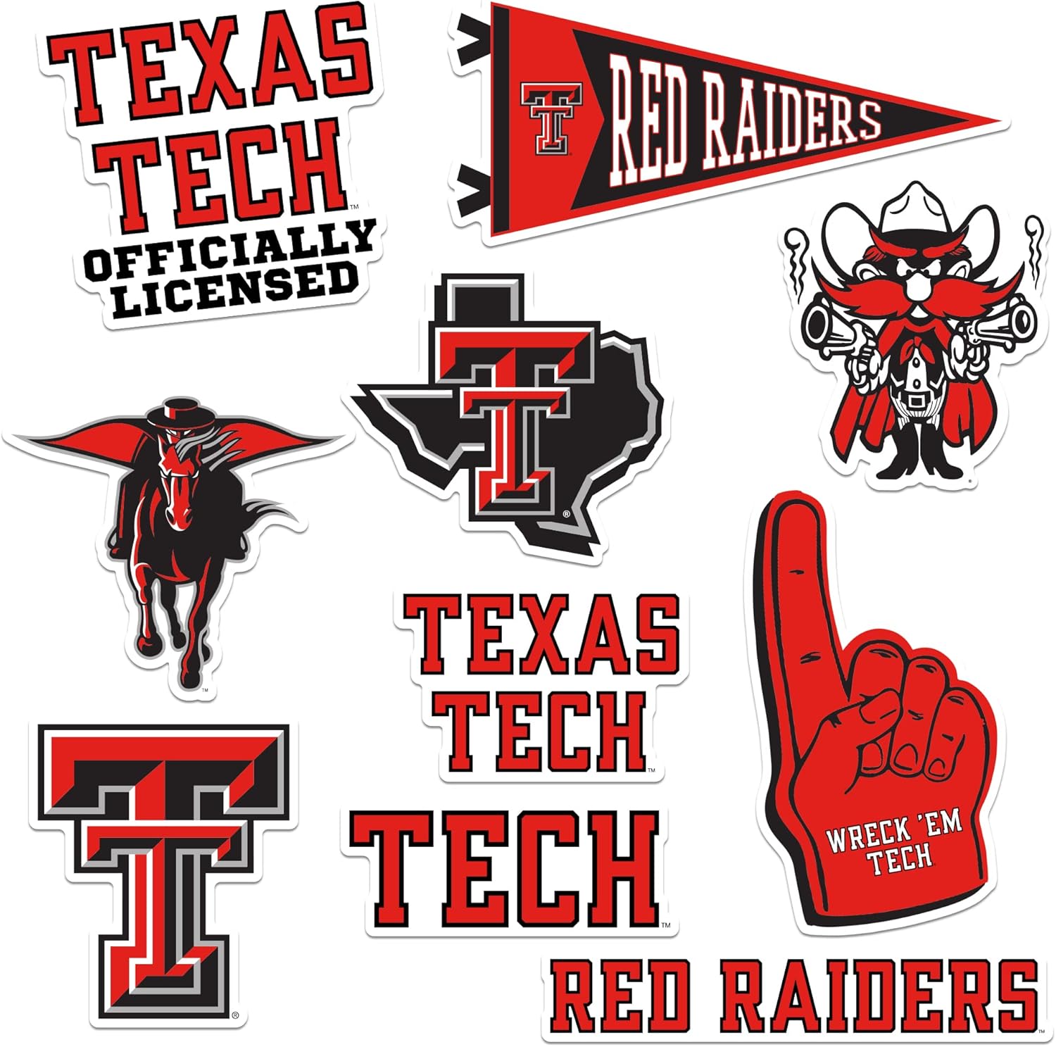 Amazon.com: Texas TECH University 9ct Vinyl Large Deluxe Stickers ...