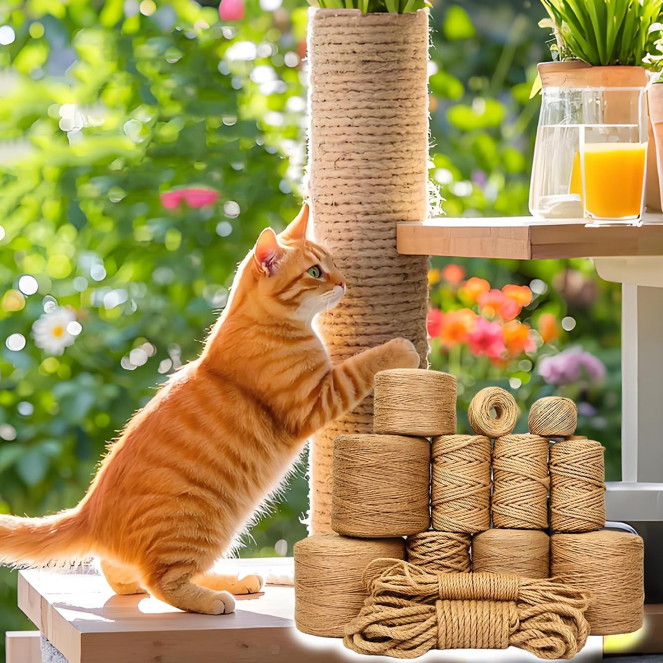 Amazon.com: Cat Scratching Sisal Rope,4/6/8mm Natural Sisal Rope Heavy ...