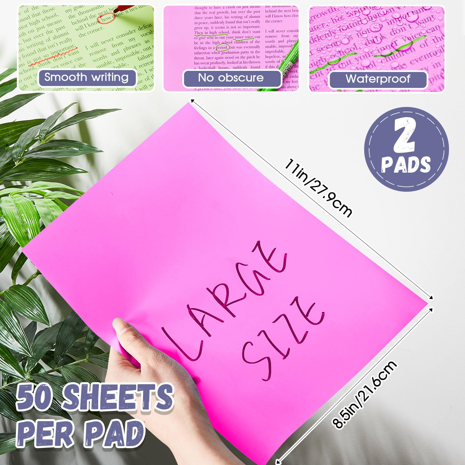 Snapklik.com : Gueevin 100 Sheets Extra Large Jumbo Transparent Sticky ...