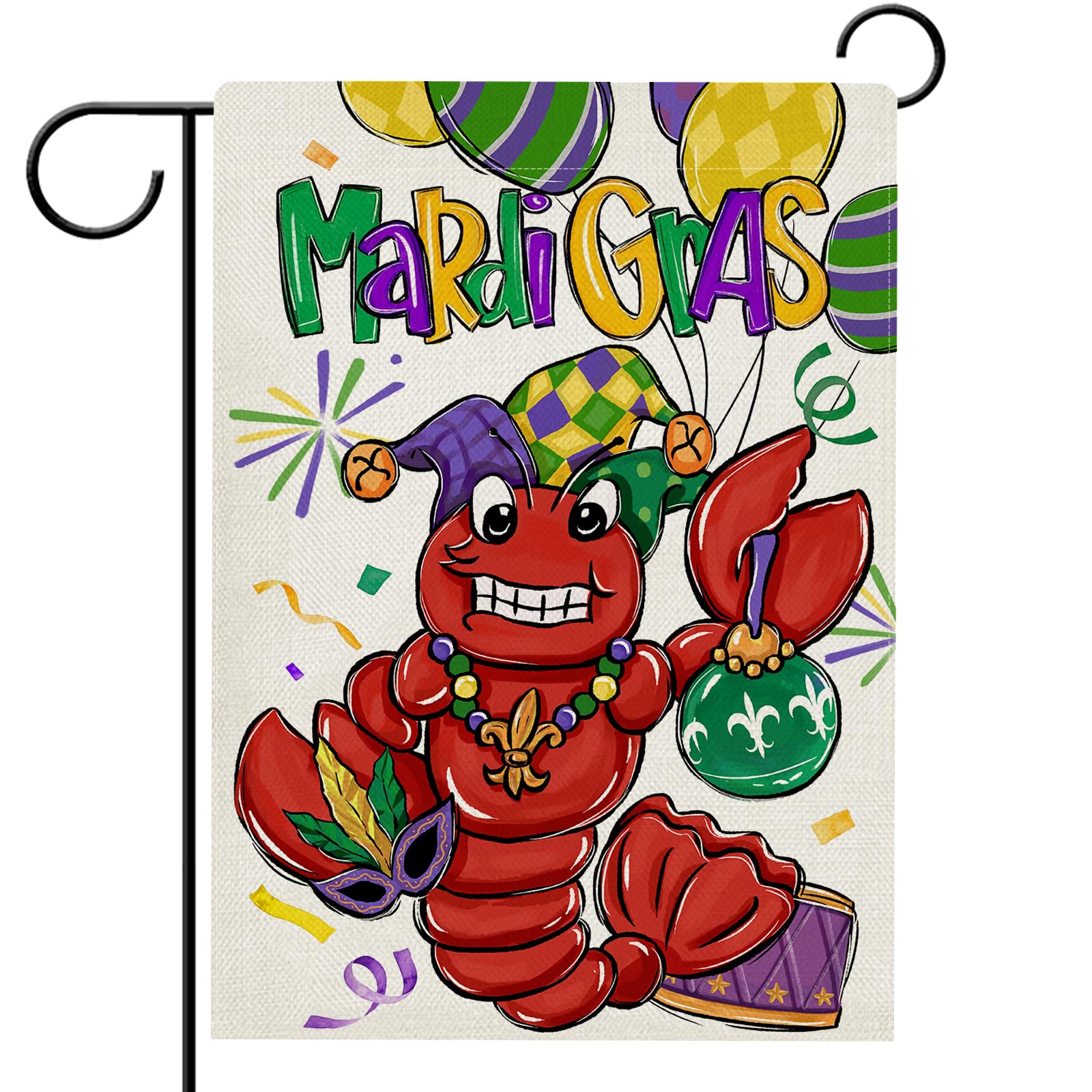 Amazon.com : Hzppyz Mardi Gras Crawfish Garden Flag Double Sided, New ...