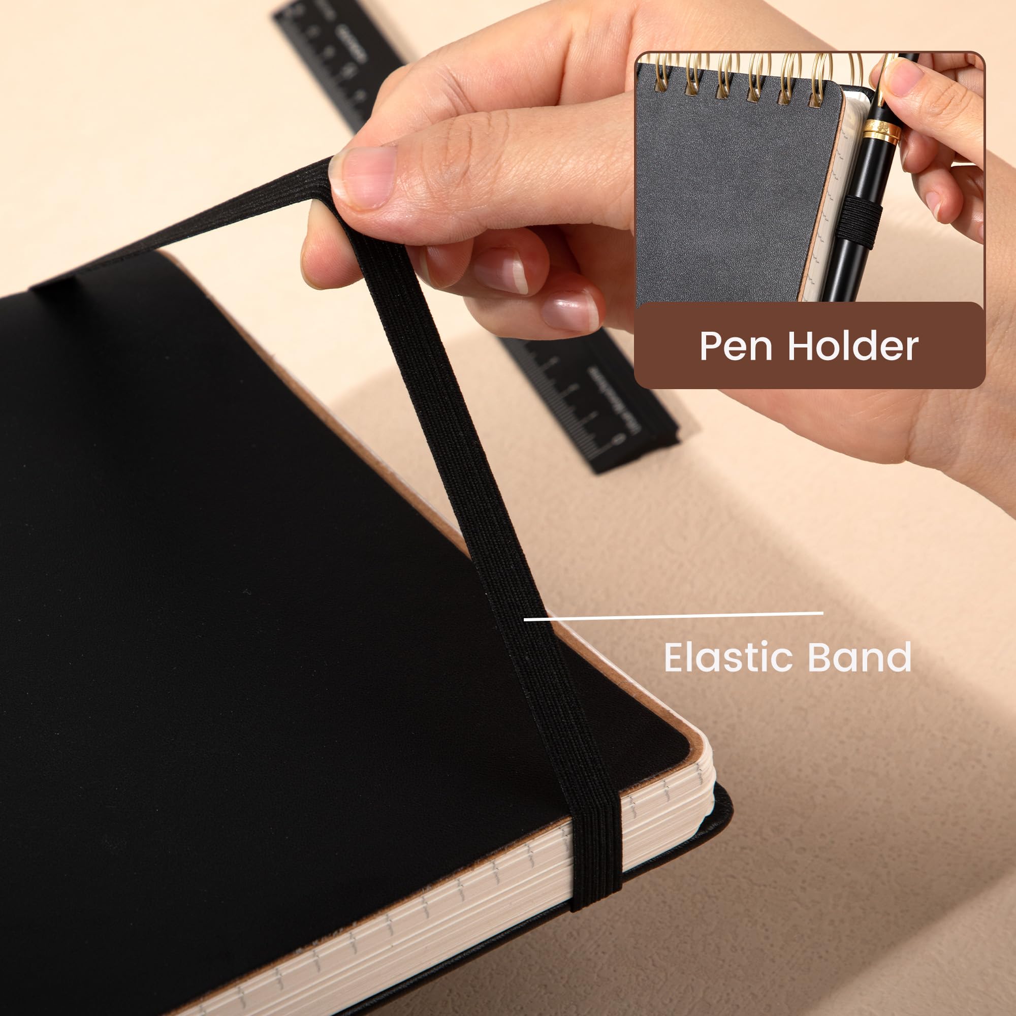 Snapklik.com : Yoment Top Spiral Notebook Leather Large Steno Pads 240 ...