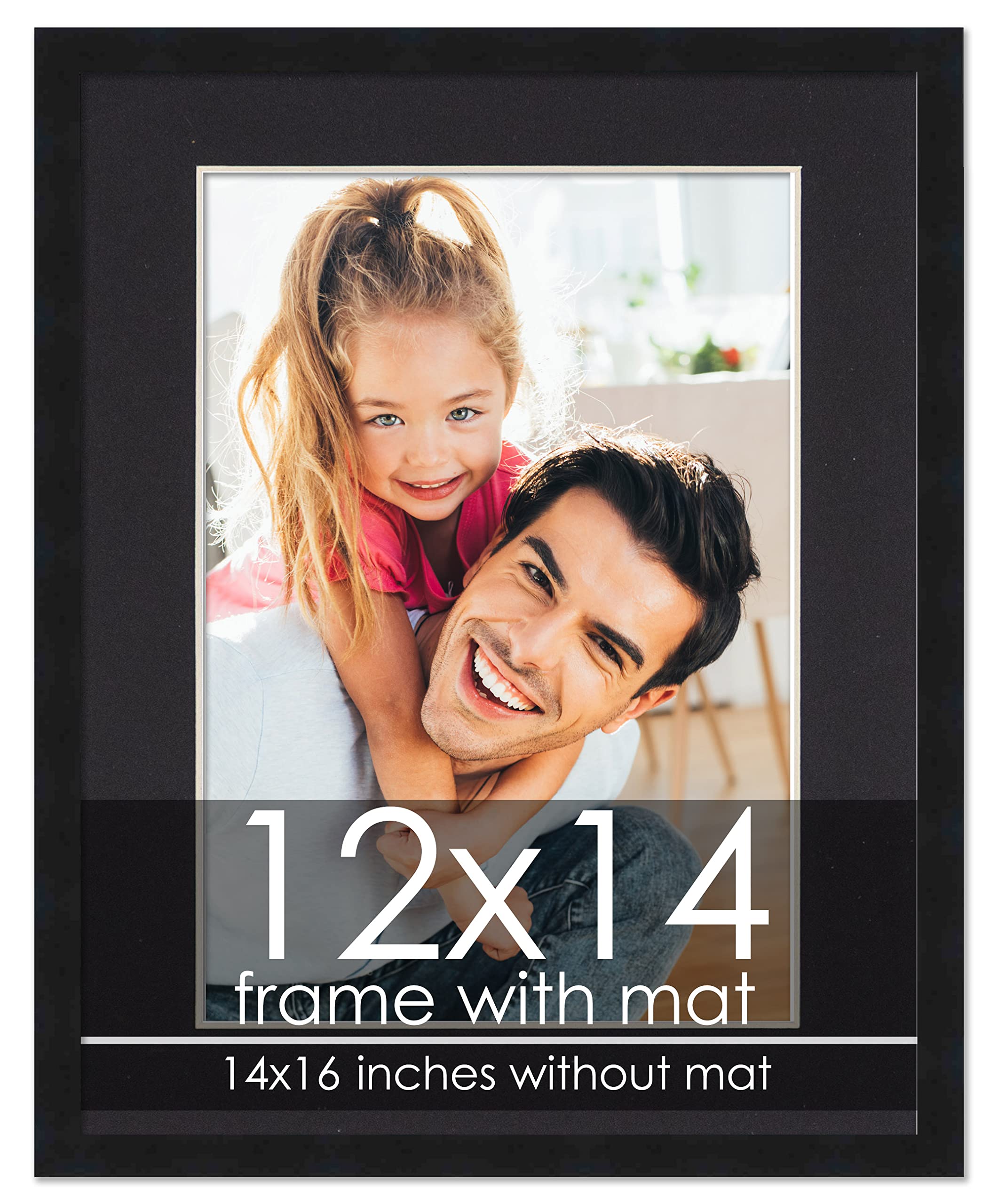 Amazon.com - 12x14 Frame with Mat - Black 14x16 Frame Wood Made to ...