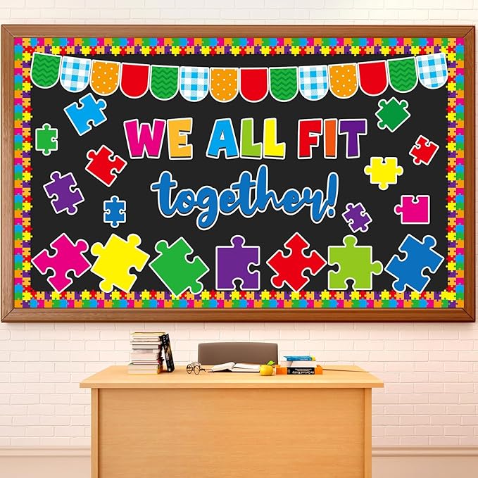 Amazon.com : Justforjoyful Puzzle Pieces Bulletin Board Classroom ...