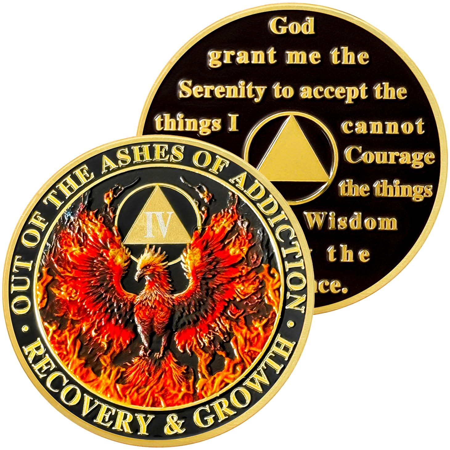 Amazon.com: 4 Year Flaming Phoenix Triangle Sobriety Coin | Striking ...