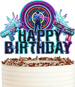 GEPAS Laser Tag Cake Topper for Boys Girls, 1 Neon Gun Topper, 5in ...