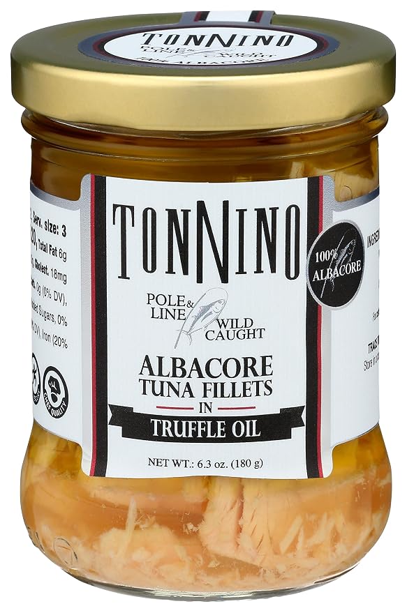 Amazon.com : Tonnino Albacore Tuna Fillets in Truffle Oil Pole & Line 6 ...