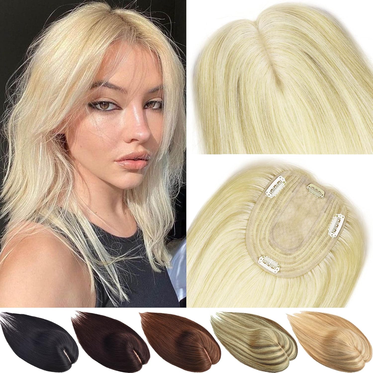 Amazon.com: JGS1996 Hair Toppers for Women Real Human Hair Extensions ...
