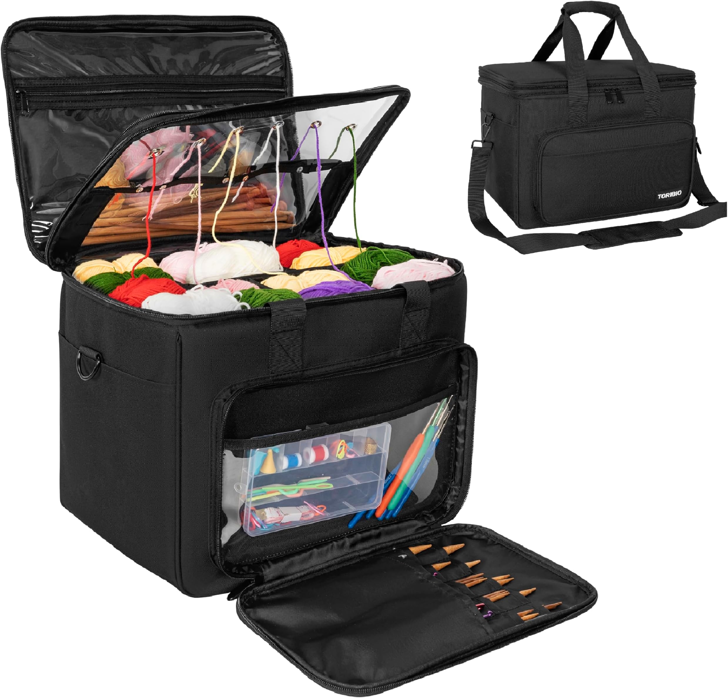 Amazon.com: TORIBIO Knitting Bag Yarn Bag, Yarn Tote Organizer Yarn ...
