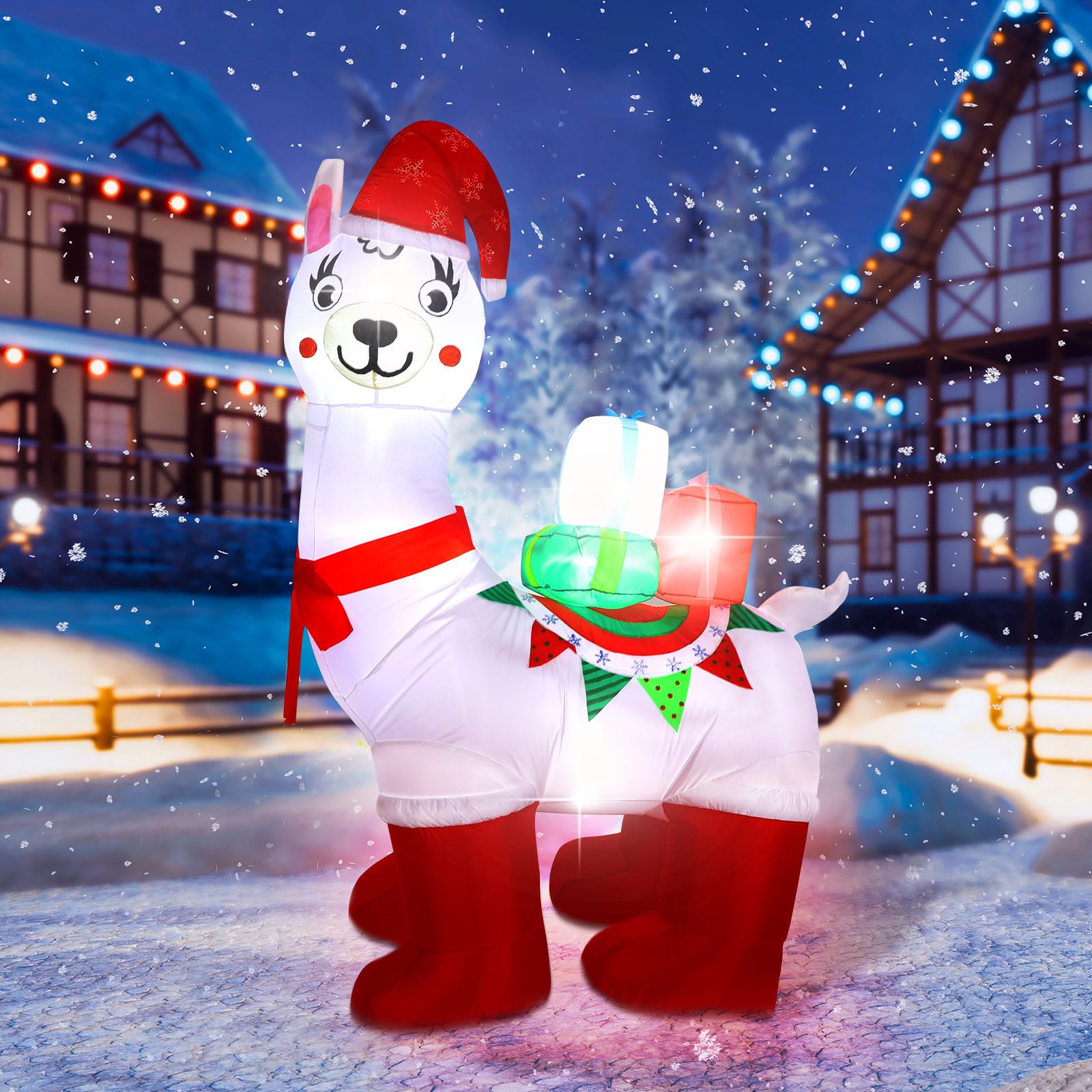 Hiboom 6 ft Tall Christmas Llama Inflatable with Built in LEDs ...