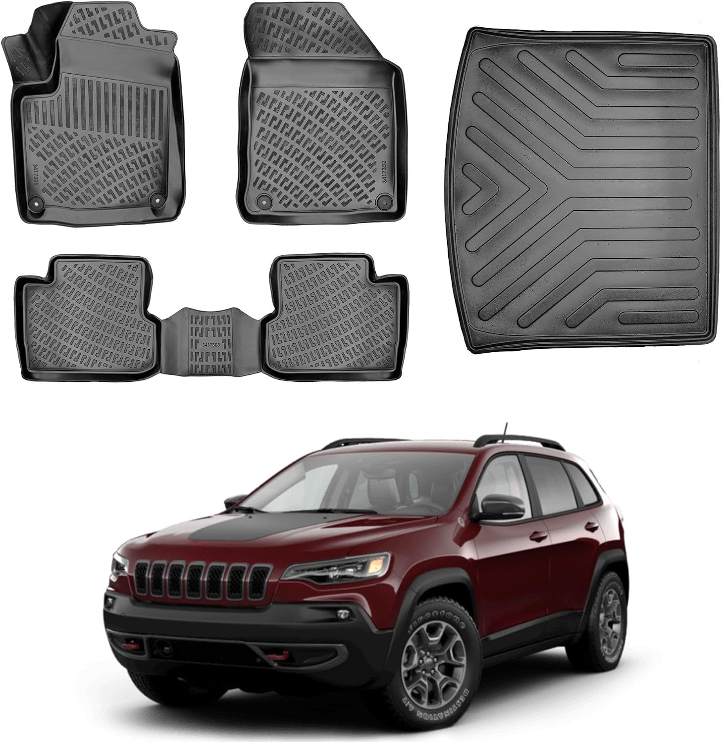 Amazon.com: for Jeep Cherokee KL 2019-2024 Floor Mats with Cargo Liner ...