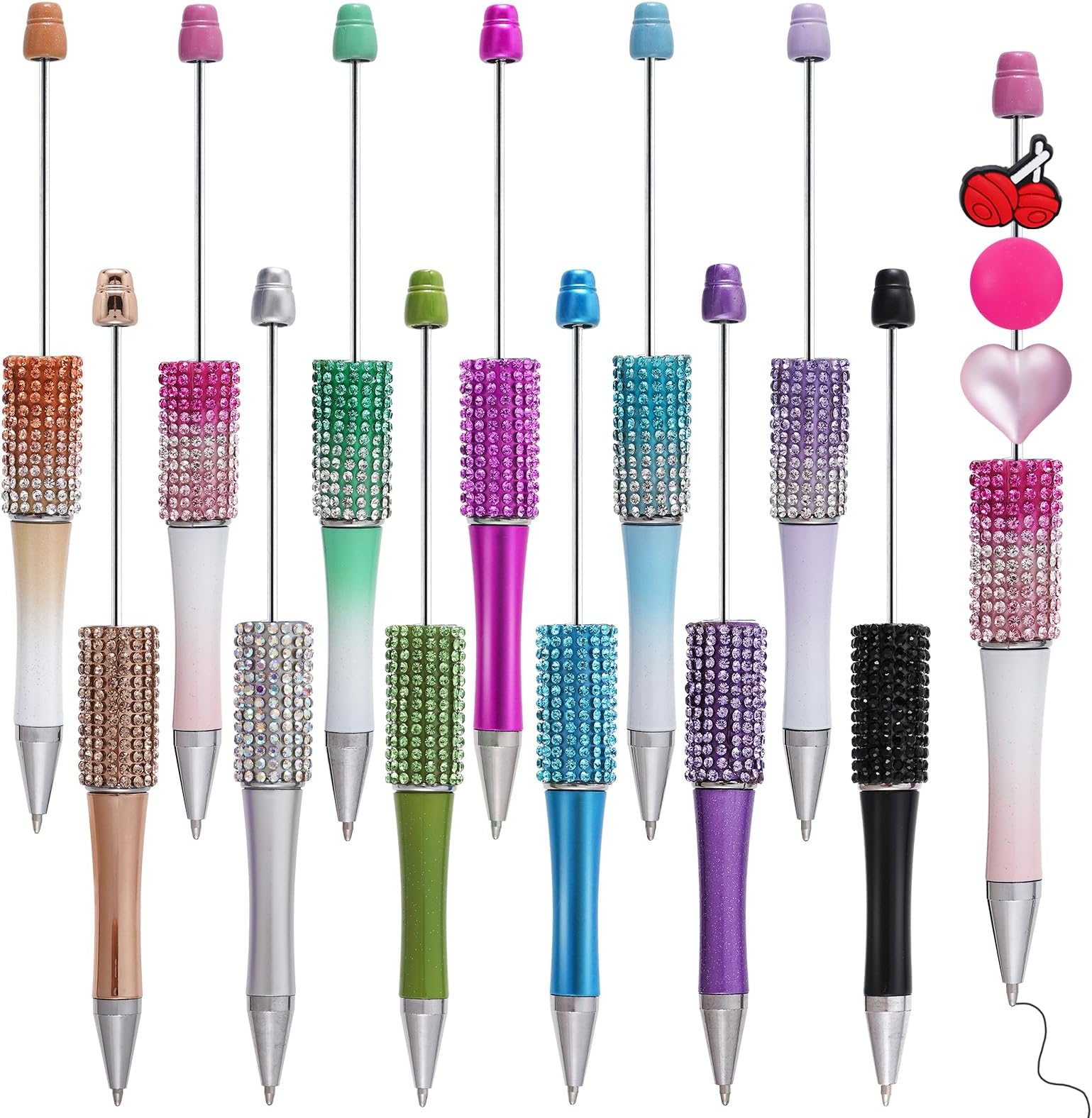 Amazon.com : Maydahui 36 PCS Diamond Beadable Ballpoint Pens Retractable Bling Bead Pen Plastic ...
