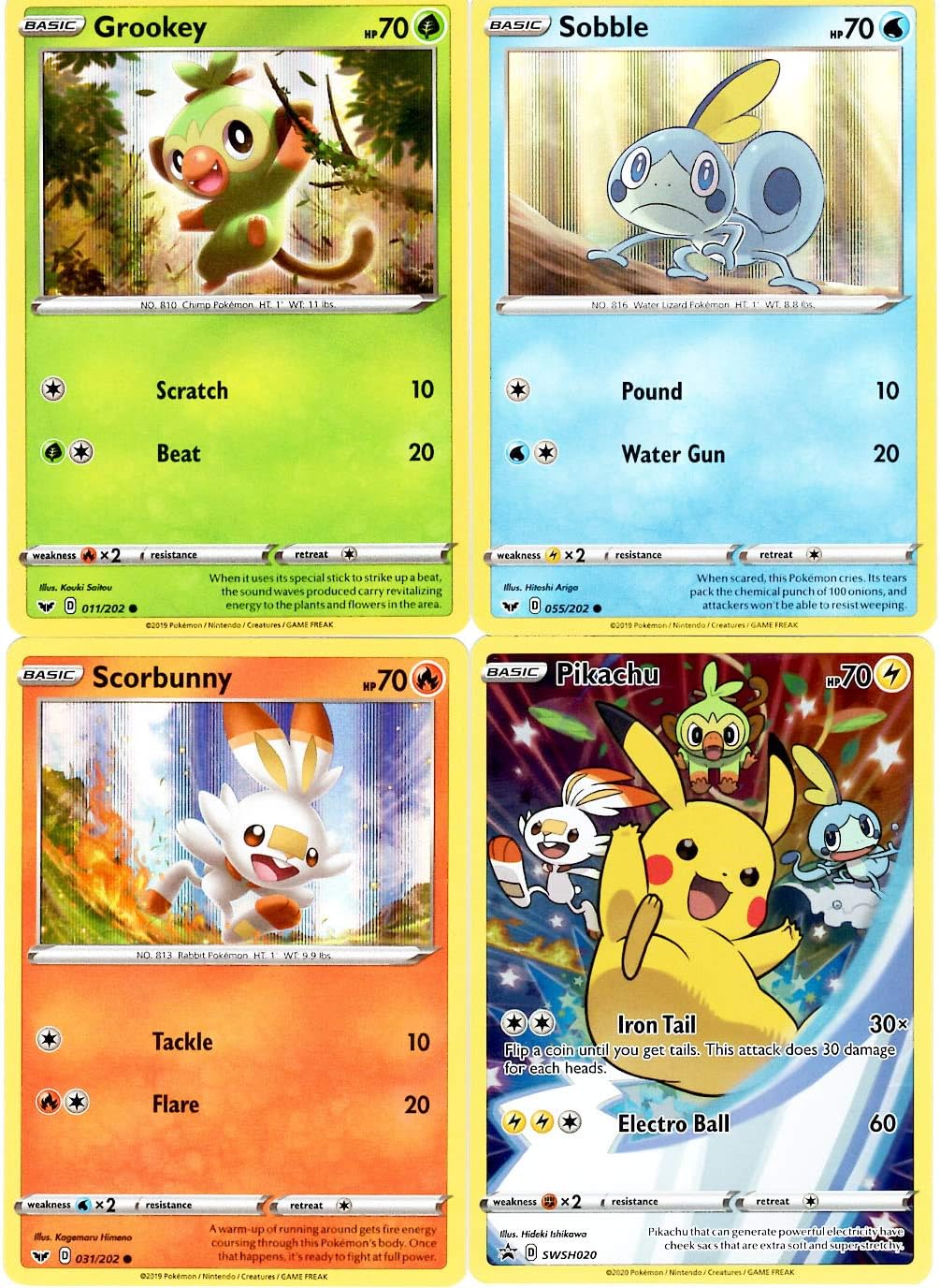 Amazon.com: Pokemon Promo Lot - Pikachu SWSH020 (Black Star) - Grookey ...