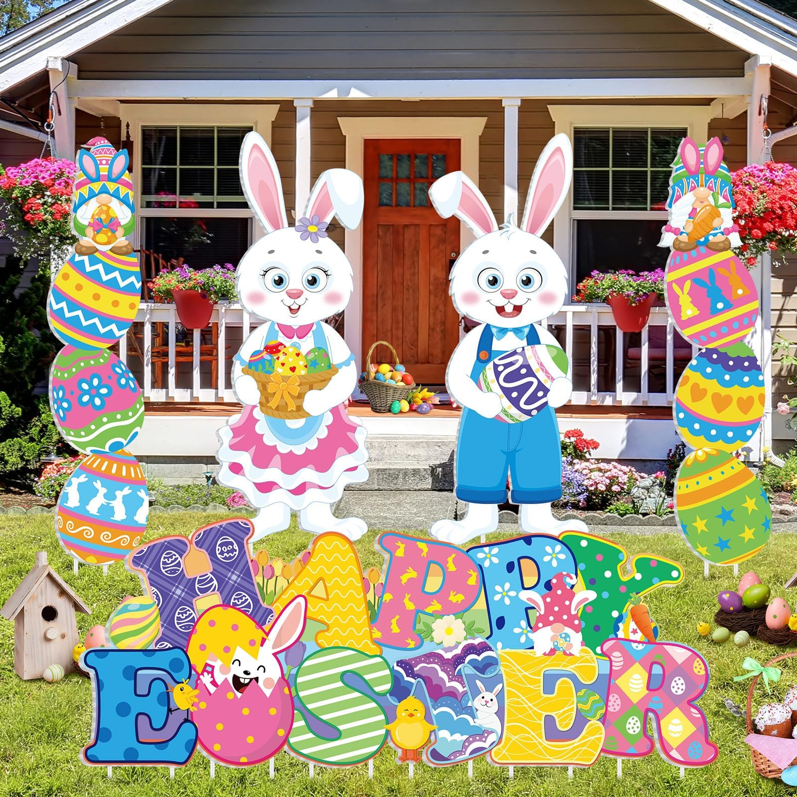 Amazon.com : Wenqik 5 Pcs Happy Easter Decorations Outdoor Easter Yard ...
